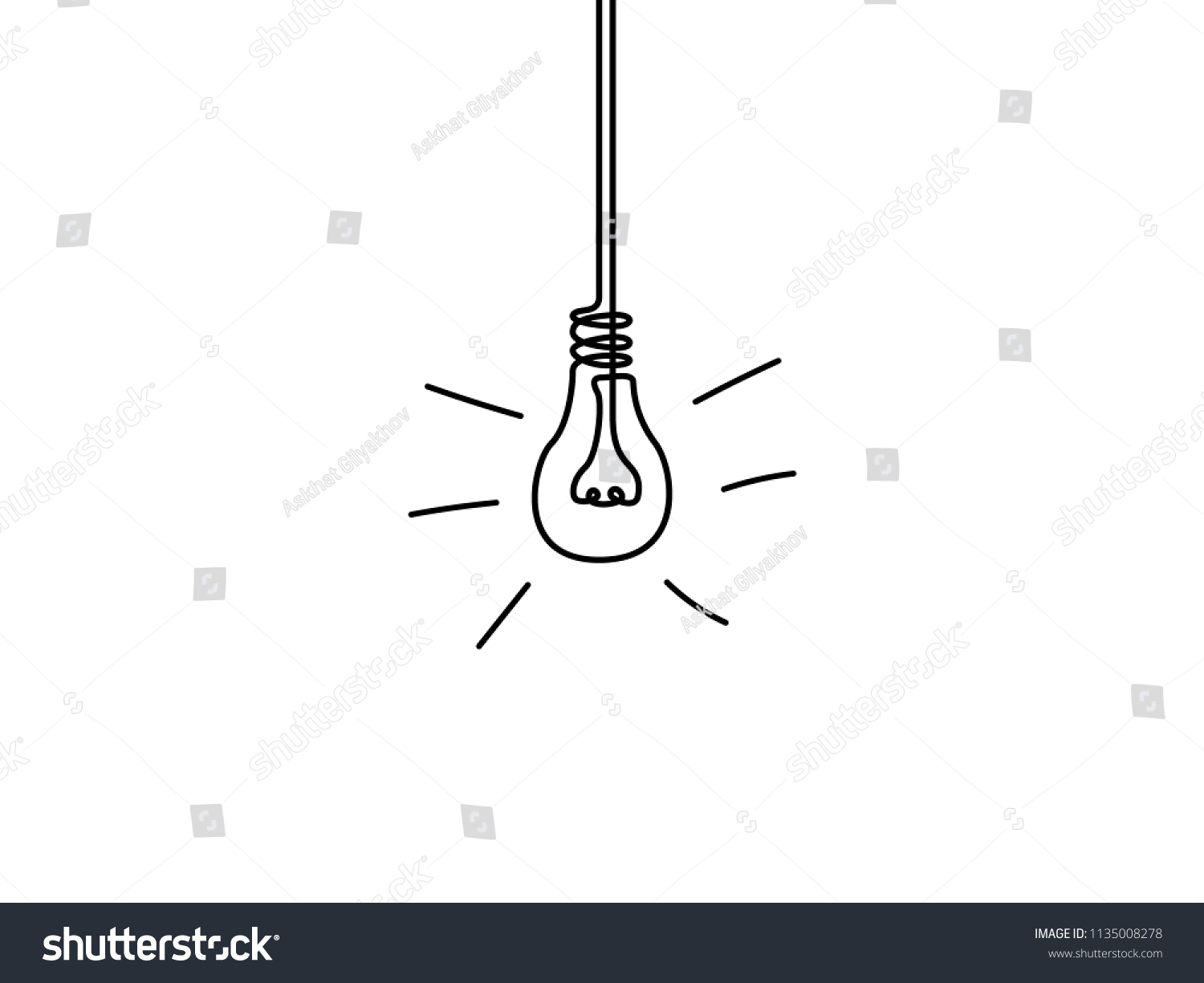 Vektor Stok Continuous One Line Light Bulb Idea (Tanpa Royalti ...