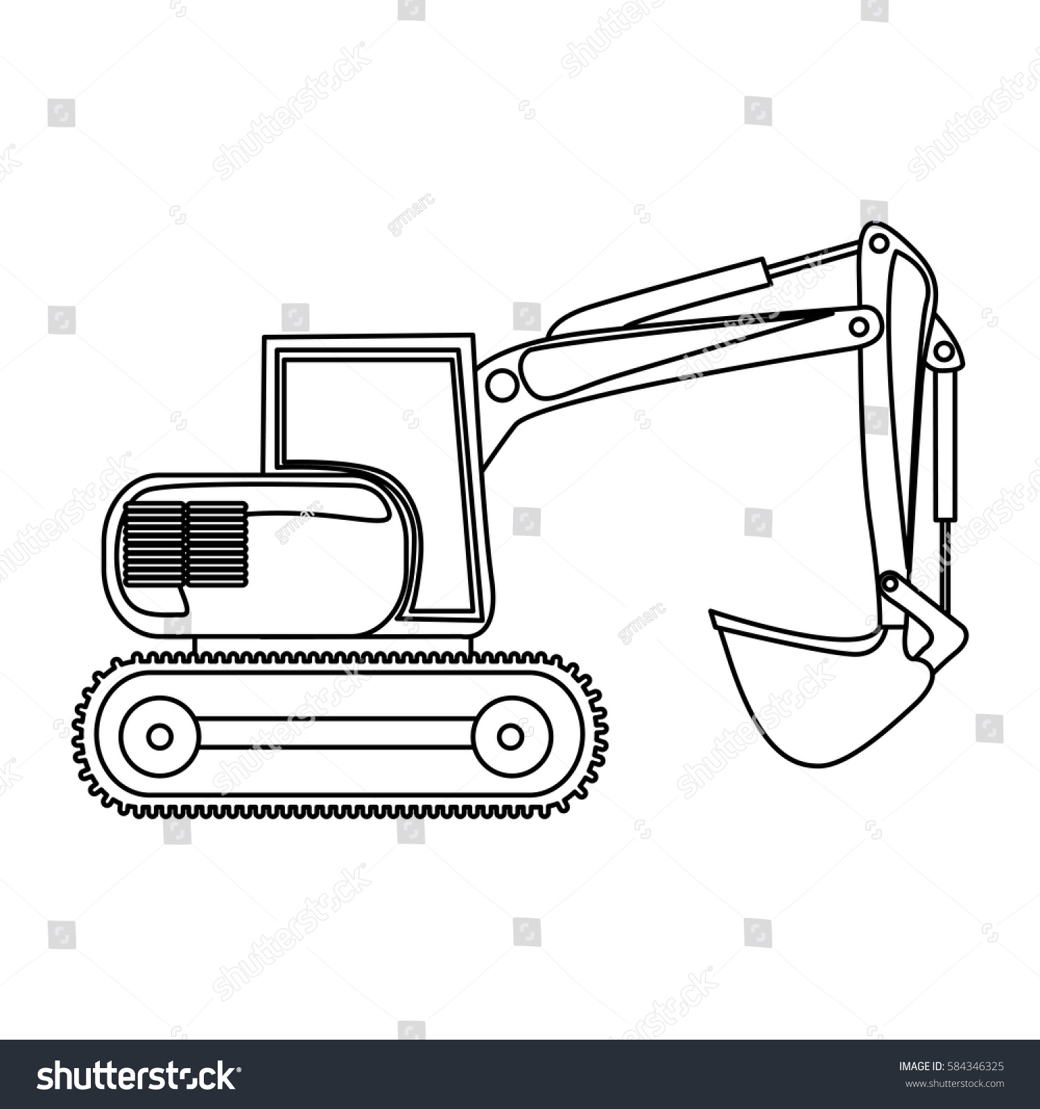 Contour Backhoe Loader Icon Vector Illustration Stock Vector (Royalty ...
