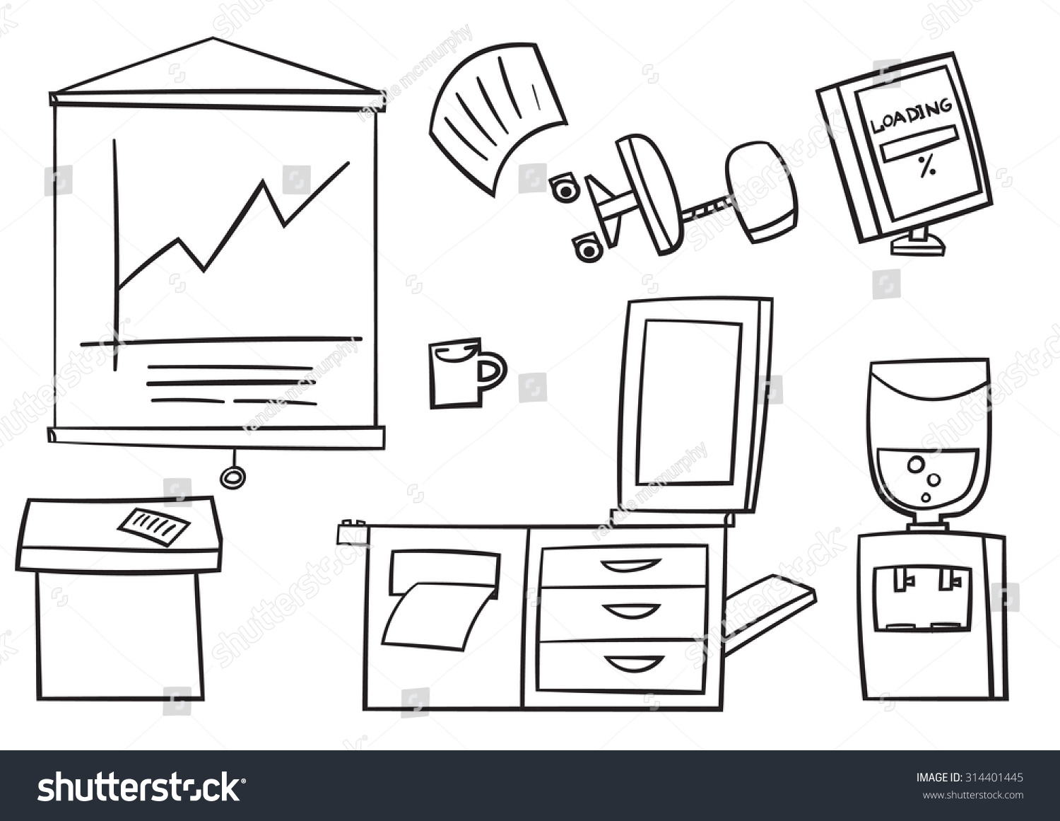 Contour Office Cartoons Stock Vector (Royalty Free) 314401445 ...