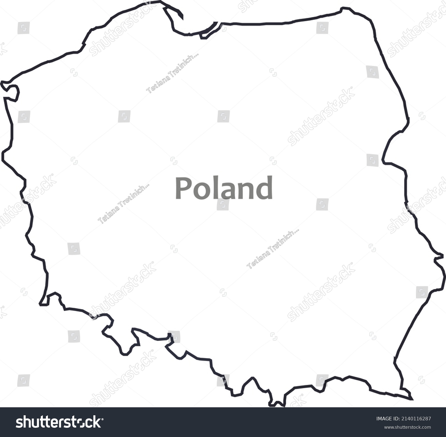 Contour Poland State Borders Lines Vector Stock Vector (Royalty Free ...