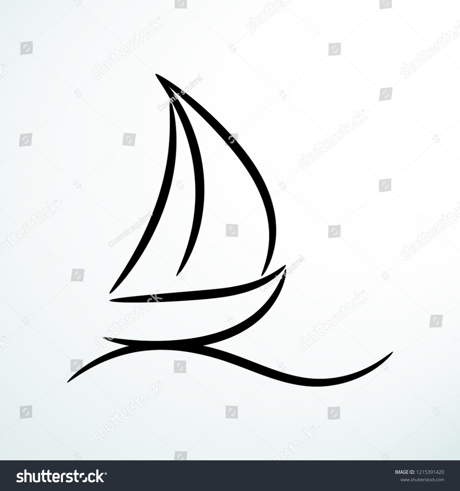 Contour Sailing Symbol Isolated Vector: เวกเตอร์สต็อก (ปลอดค่าลิขสิทธิ์ ...