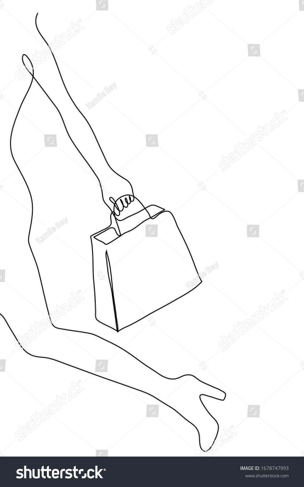 Contour Vector Silhouette Woman Carrying Package Vetor Stock Livre De