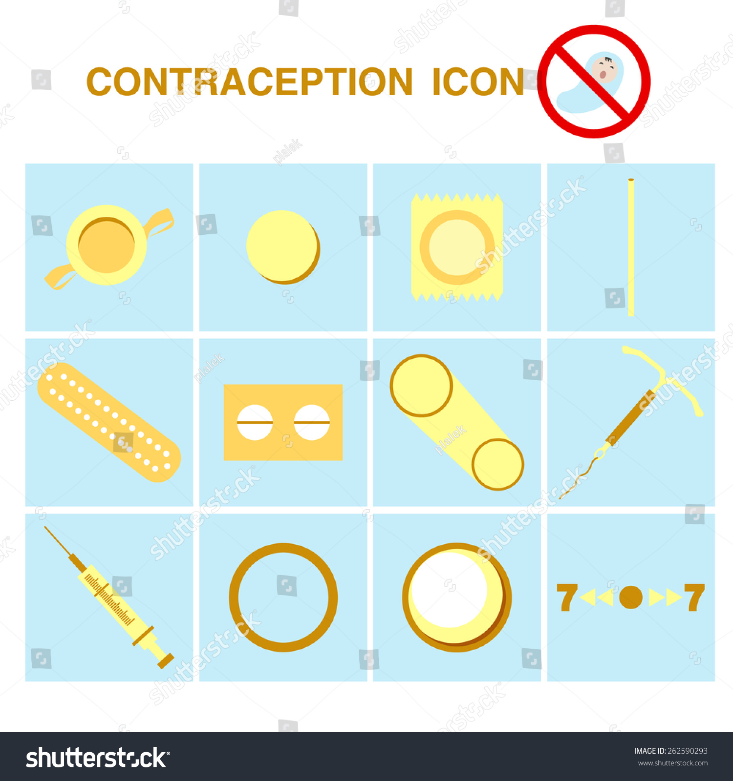 Contraception Icons Set Birth Control Stock Vector (Royalty Free) 262590293