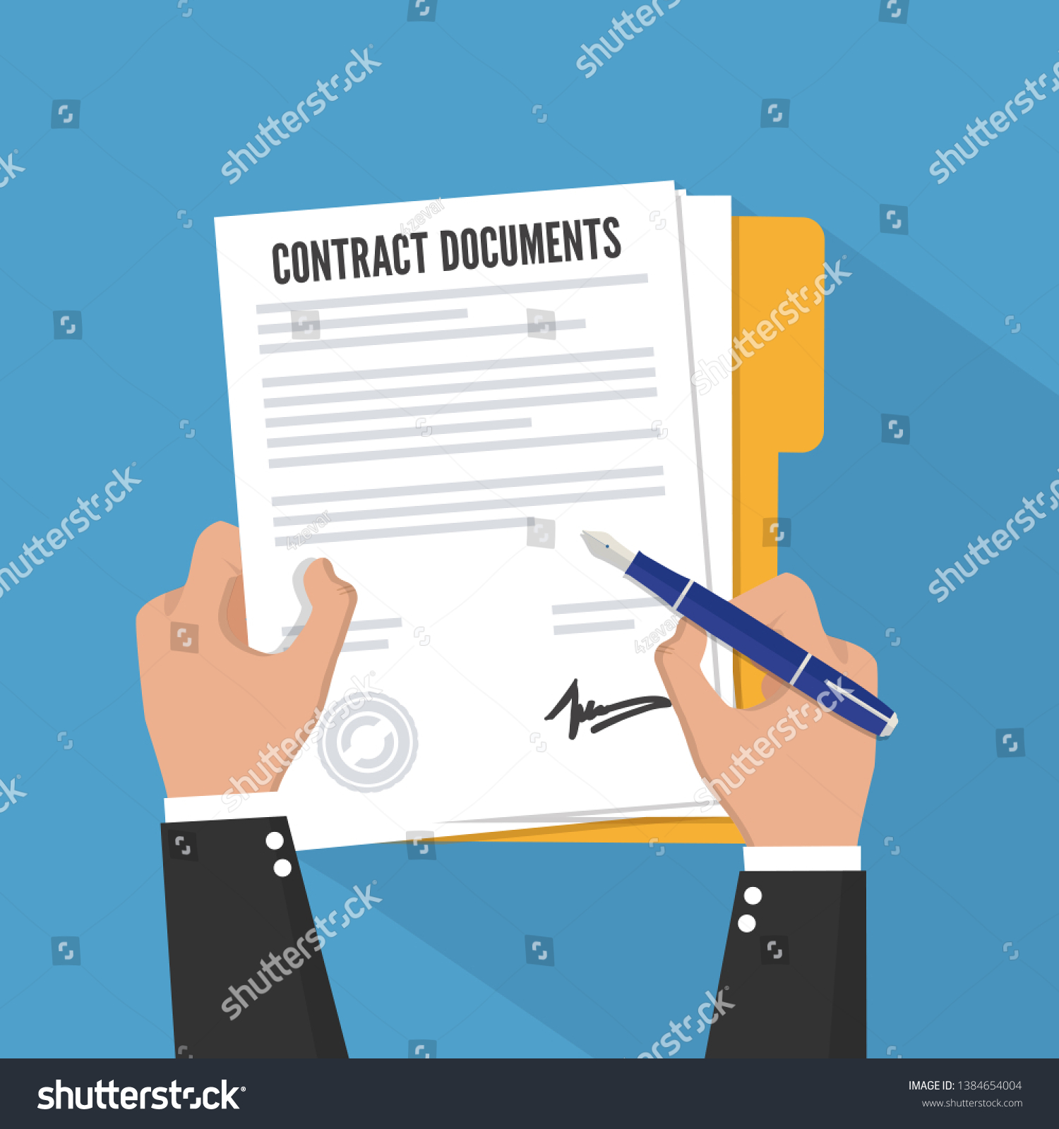 Contract Signing Flat Style Vector Illustration Stock Vector (Royalty ...