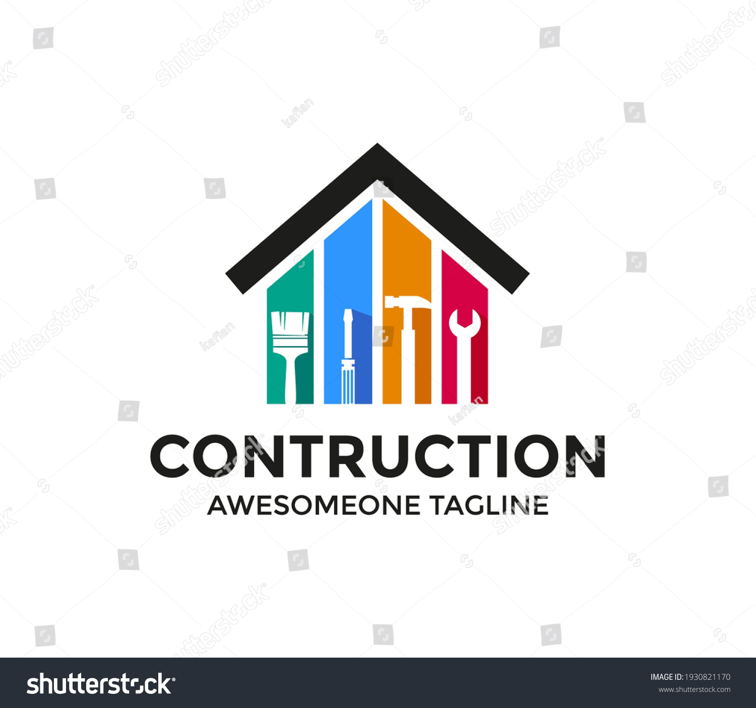 Contraction Logo Design Vector Illustration Stock Vector (Royalty Free ...