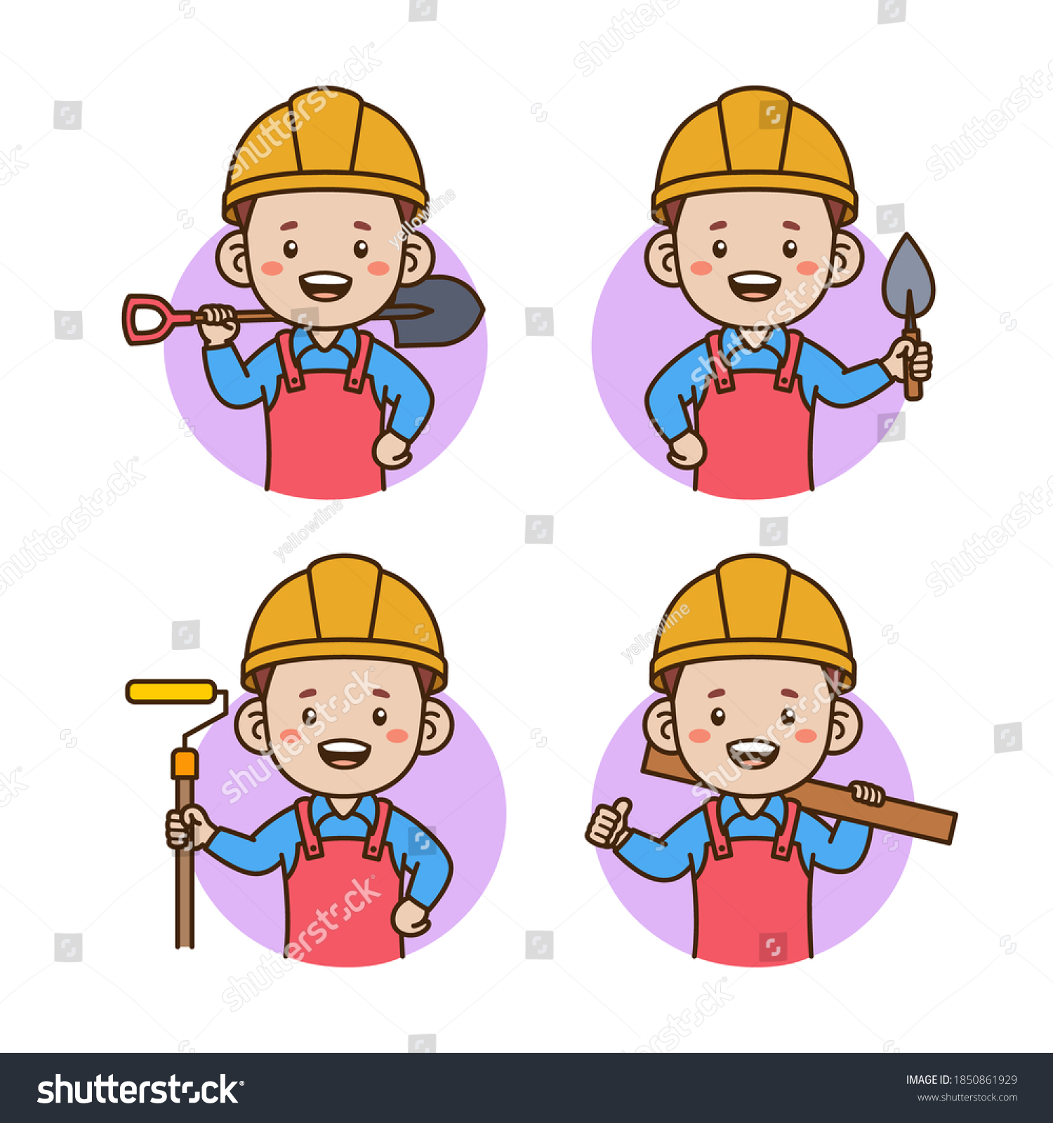 Contractor Avatar Portrait Vector Illustration Isolated Stock Vector ...