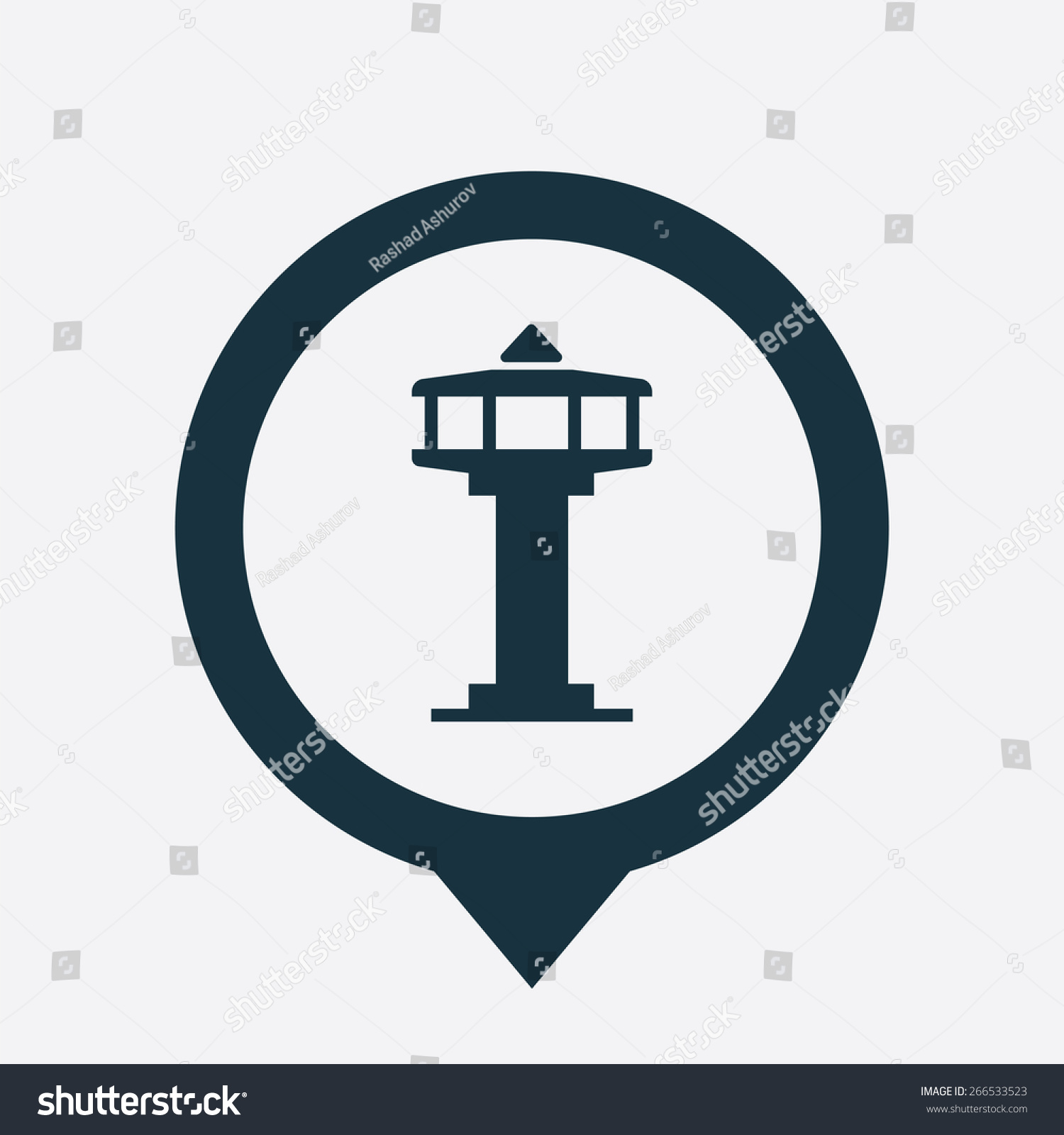 Control Tower Icon Map Pin On White Background Stock Vector ...