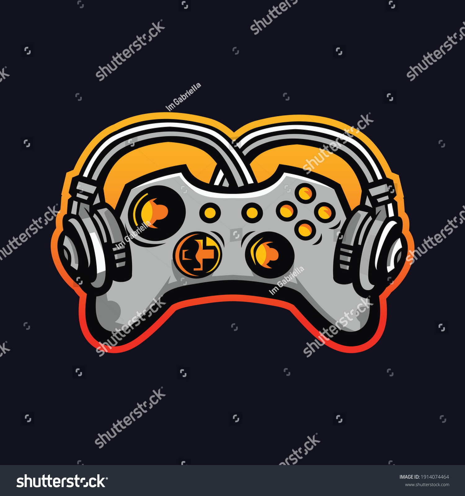 Controller Headphone Mascot Logo Vector Design Stock Vector (Royalty ...
