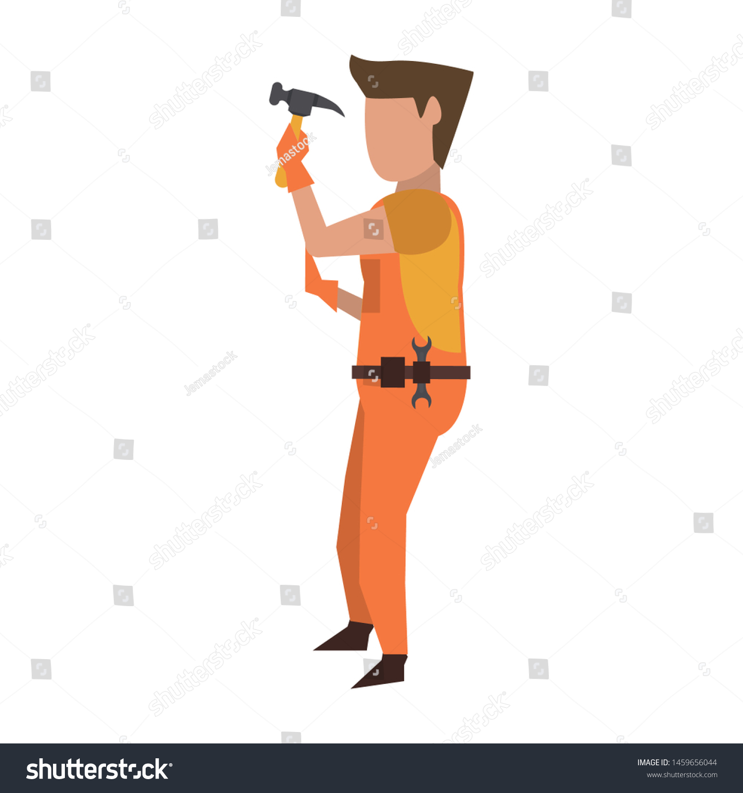 Contruction Worker Using Hammer Tool Vector Stock Vector (Royalty Free ...