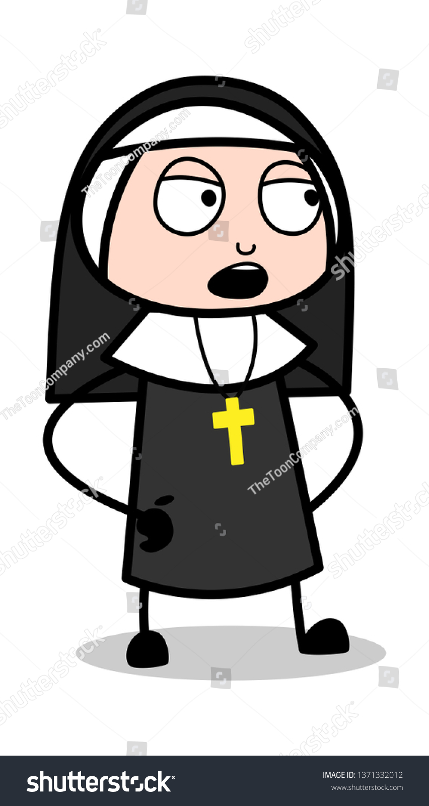 Vektor Stok Conversation Cartoon Nun Lady Vector (Tanpa Royalti ...