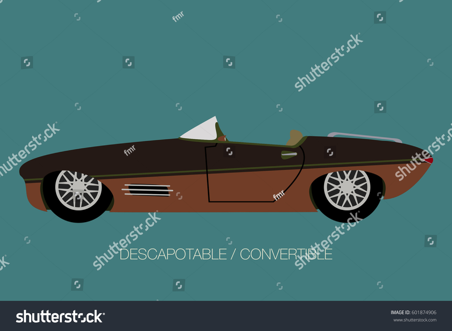 Convertible Modern Car Side View Stock Vector (Royalty Free) 601874906