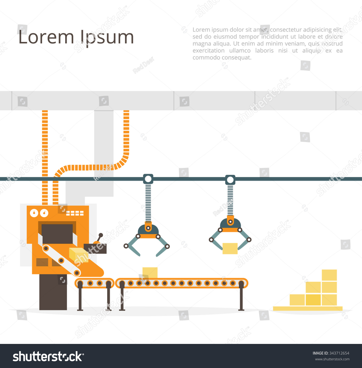 Conveyor System Flat Design Vector Illustration Stock Vector (Royalty ...