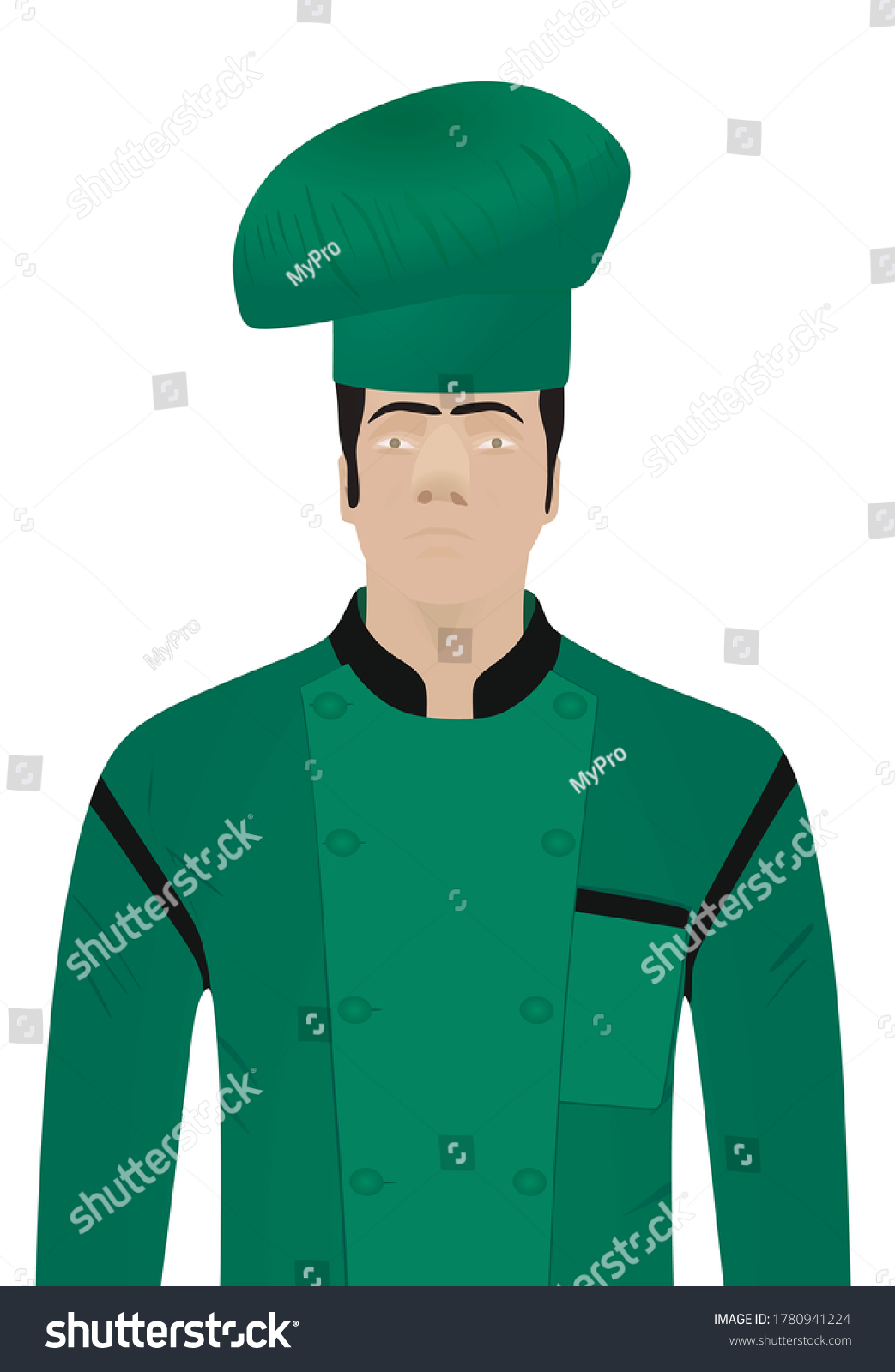 Cook Chief Front View Vector Illustration Stock Vector (Royalty Free ...