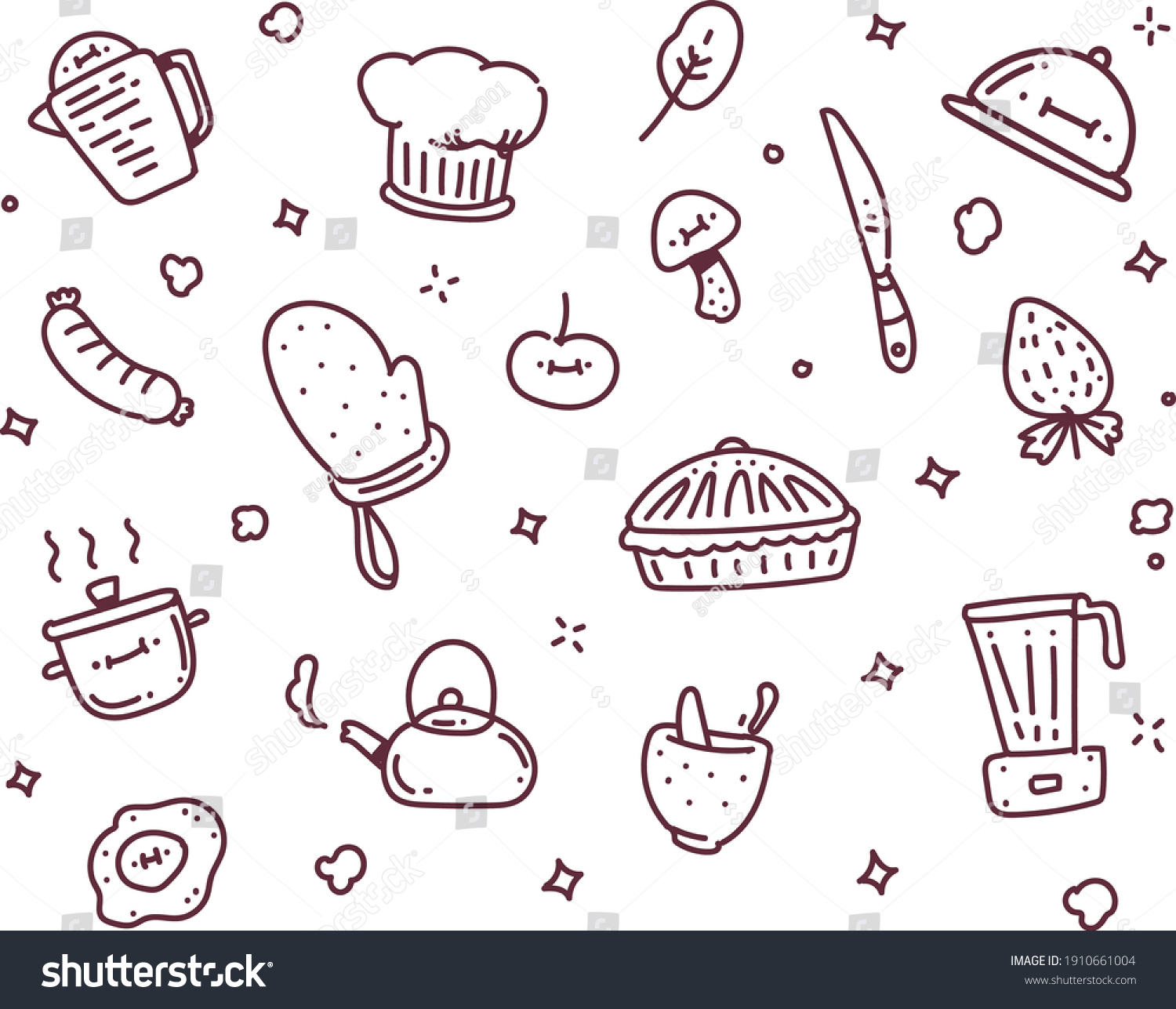 Cook Object Vector Illustration Cook Doodle Stock Vector (Royalty Free ...
