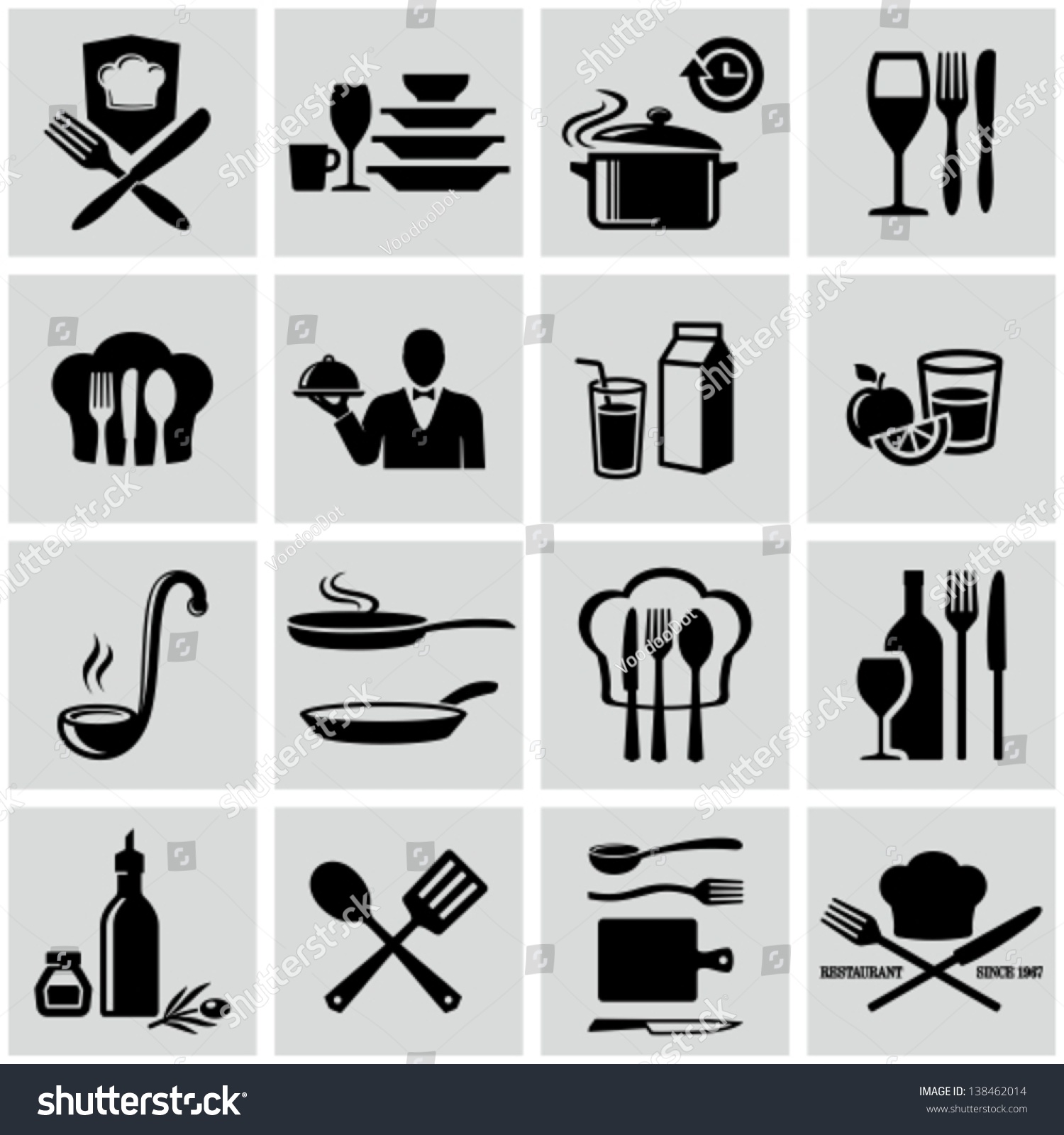 Cooking Icons Stock Vector (Royalty Free) 138462014 - Shutterstock