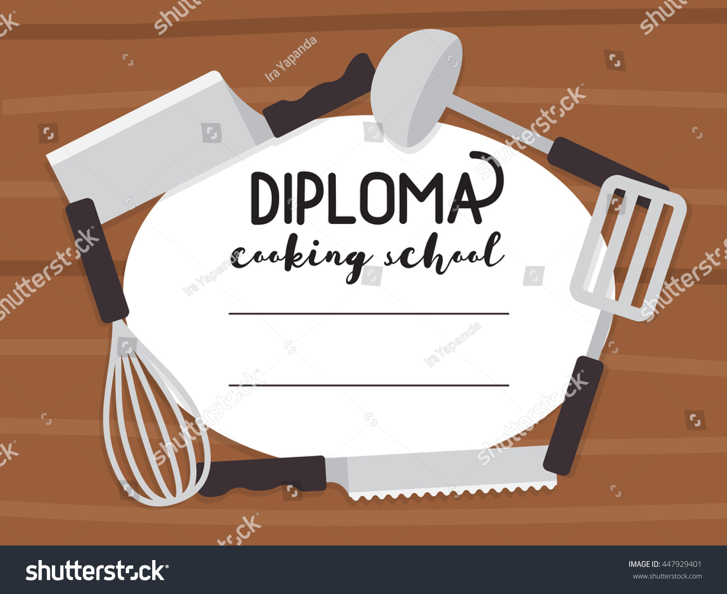 Cooking School Diploma Culinary Class Certificate Stock Vector (Royalty ...