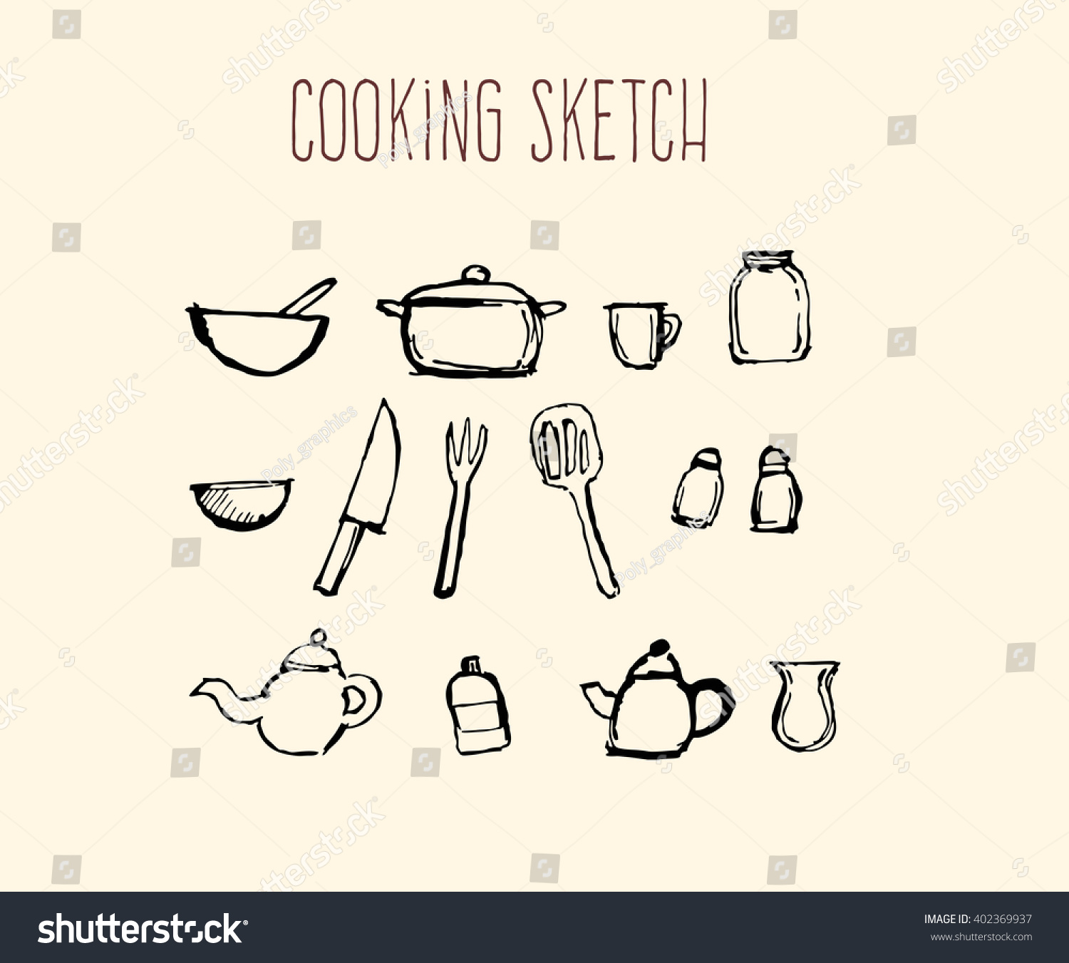 Cooking Sketch Vector Collection Stock Vector (Royalty Free) 402369937