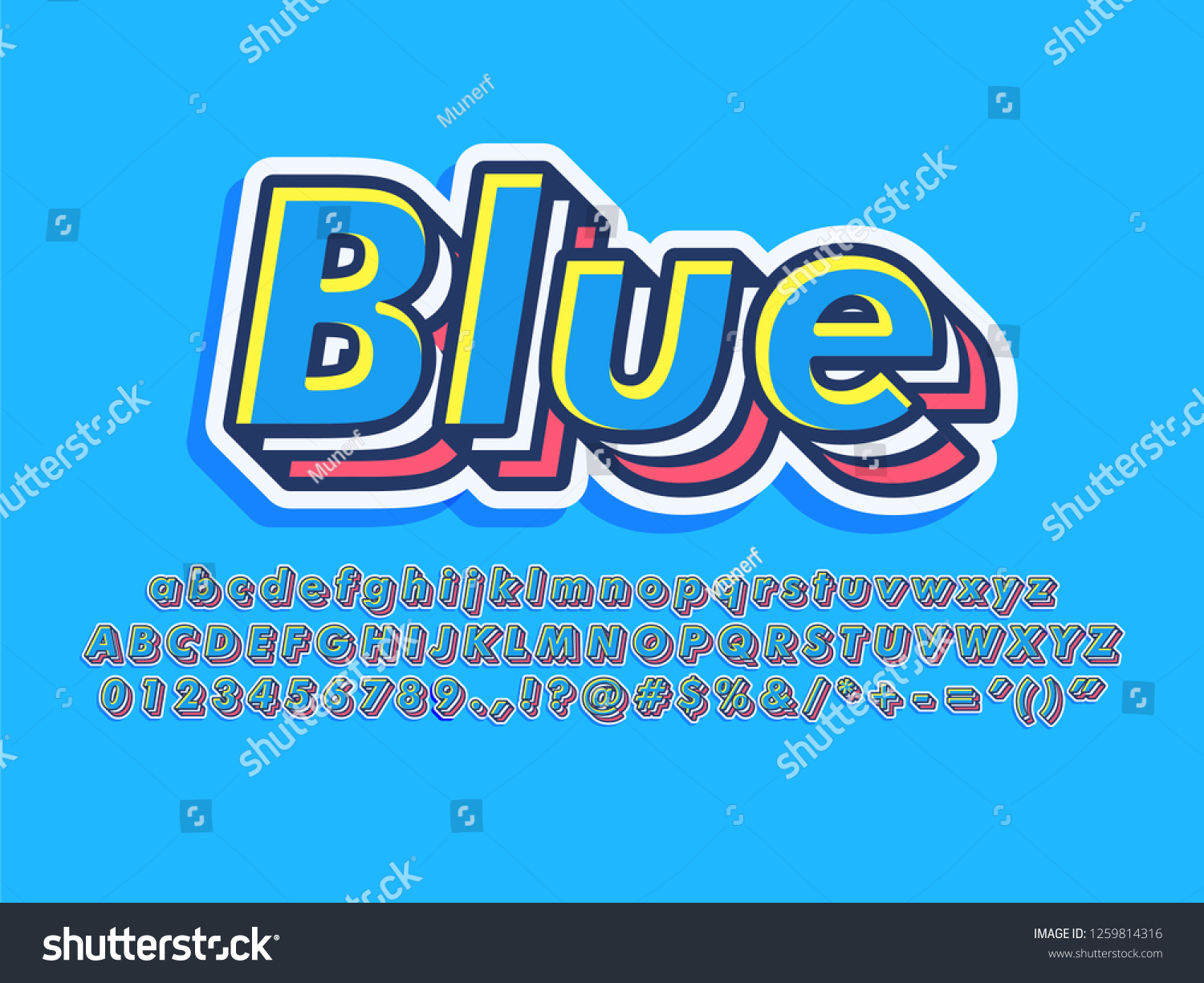 Cool Blue Layered Typeface Character Stock Vector (Royalty Free ...