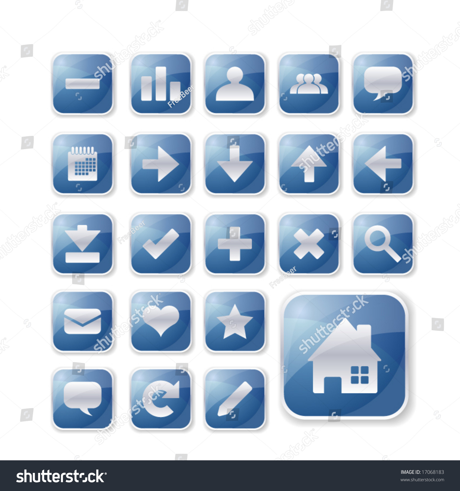 Cool Blue Transparent Icon Set 001 Stock Vector (Royalty Free) 17068183 ...
