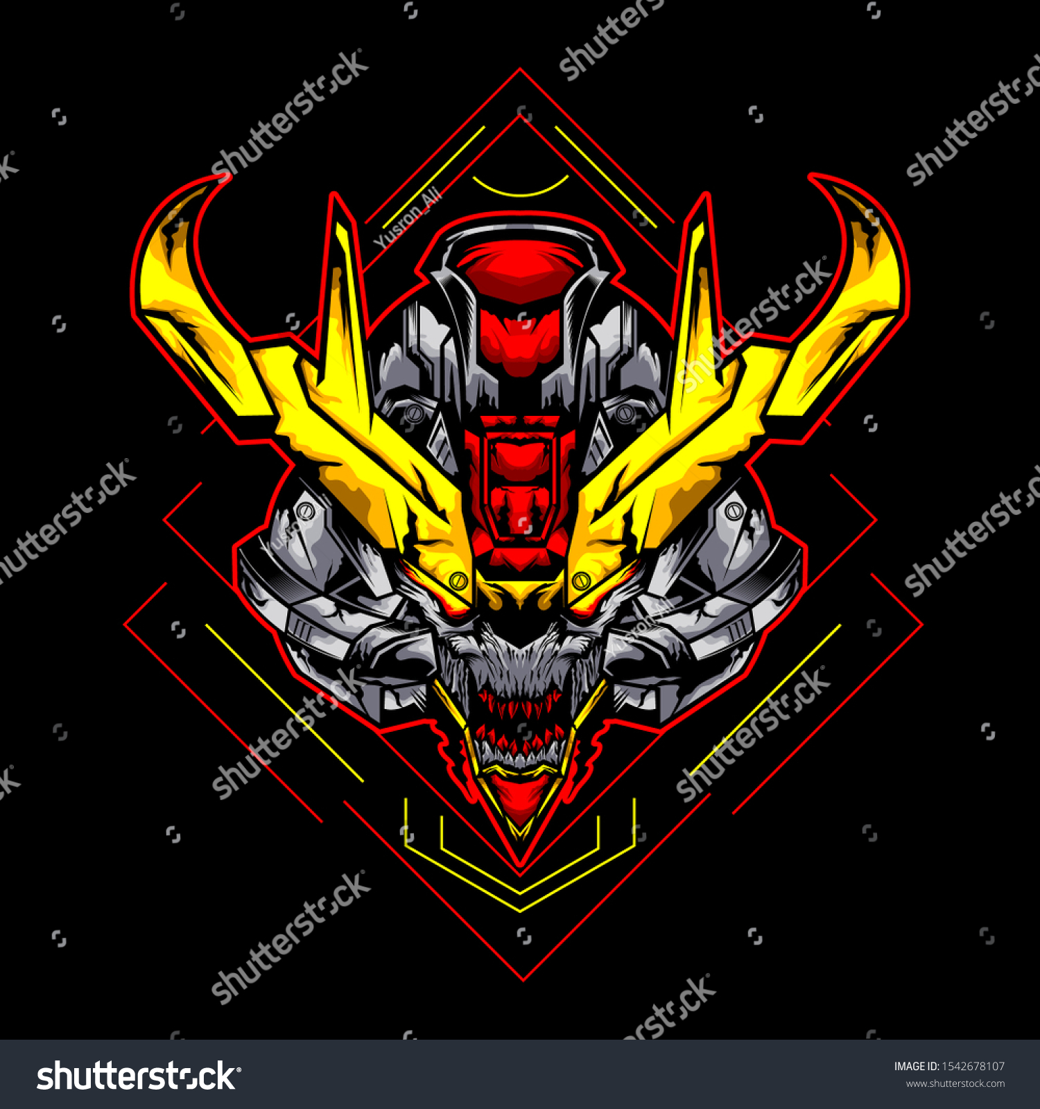 Cool Devil Demon Skull Futur Robot Stock Vector (Royalty Free ...