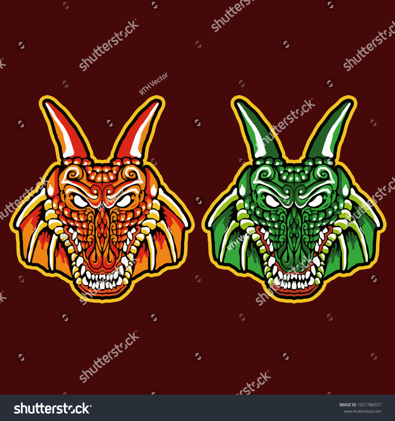 Cool Dragon Head Icon Logo Vector: เวกเตอร์สต็อก (ปลอดค่าลิขสิทธิ์ ...
