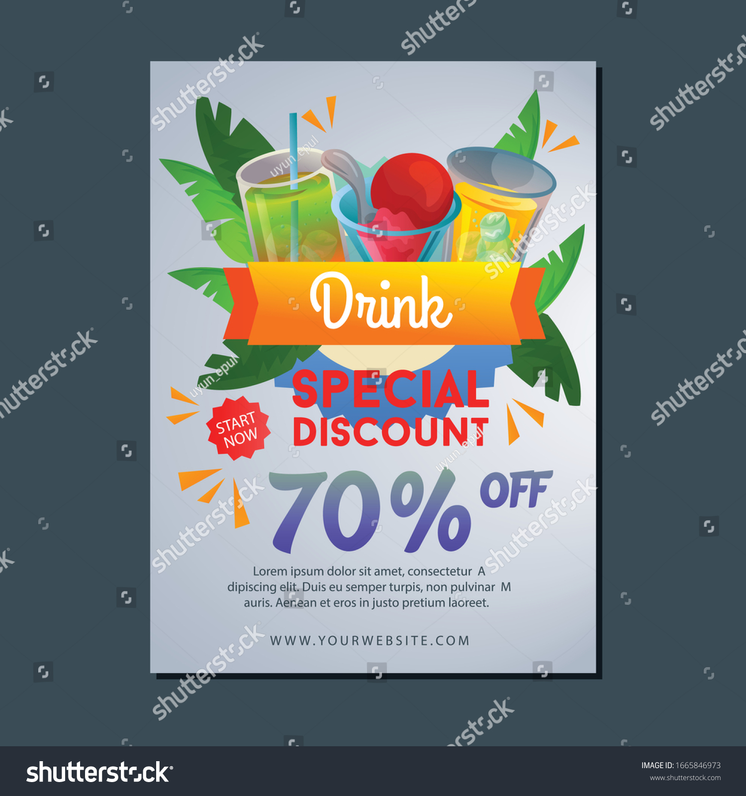 Cool Drink Poster Template Beach Tropical: เวกเตอร์สต็อก (ปลอดค่า ...