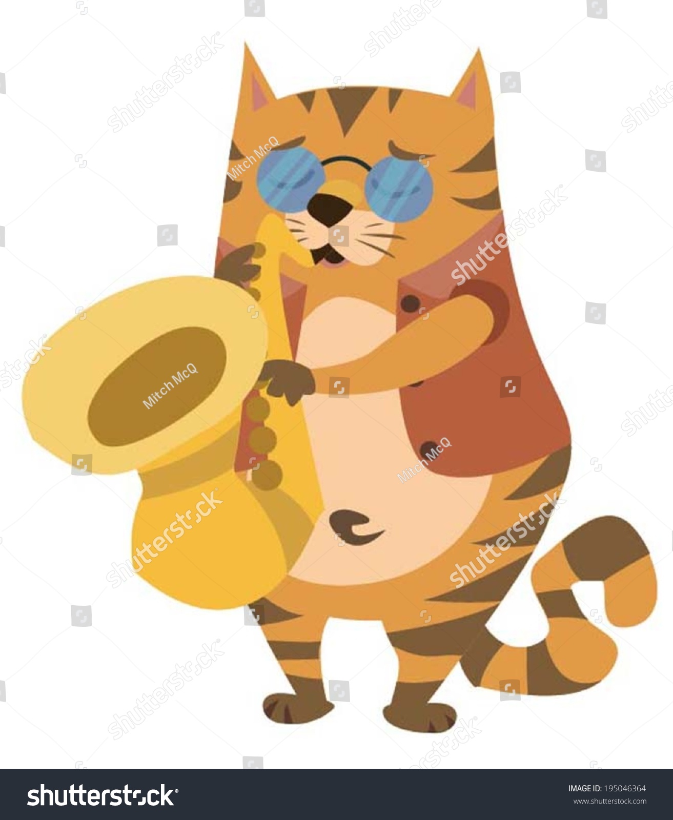 Cool Jazz Cat Stock Vector 195046364 - Shutterstock