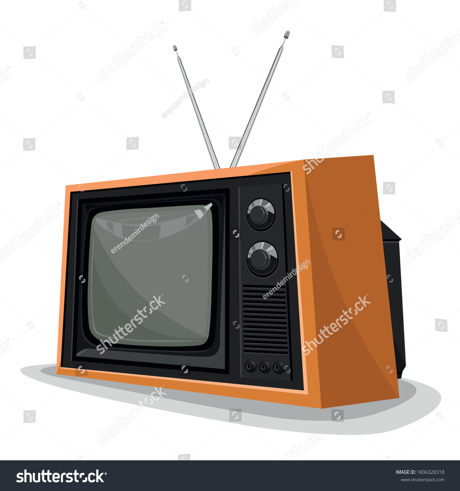 Cool Retro Television Flat Design Vector Stock Vector (Royalty Free ...