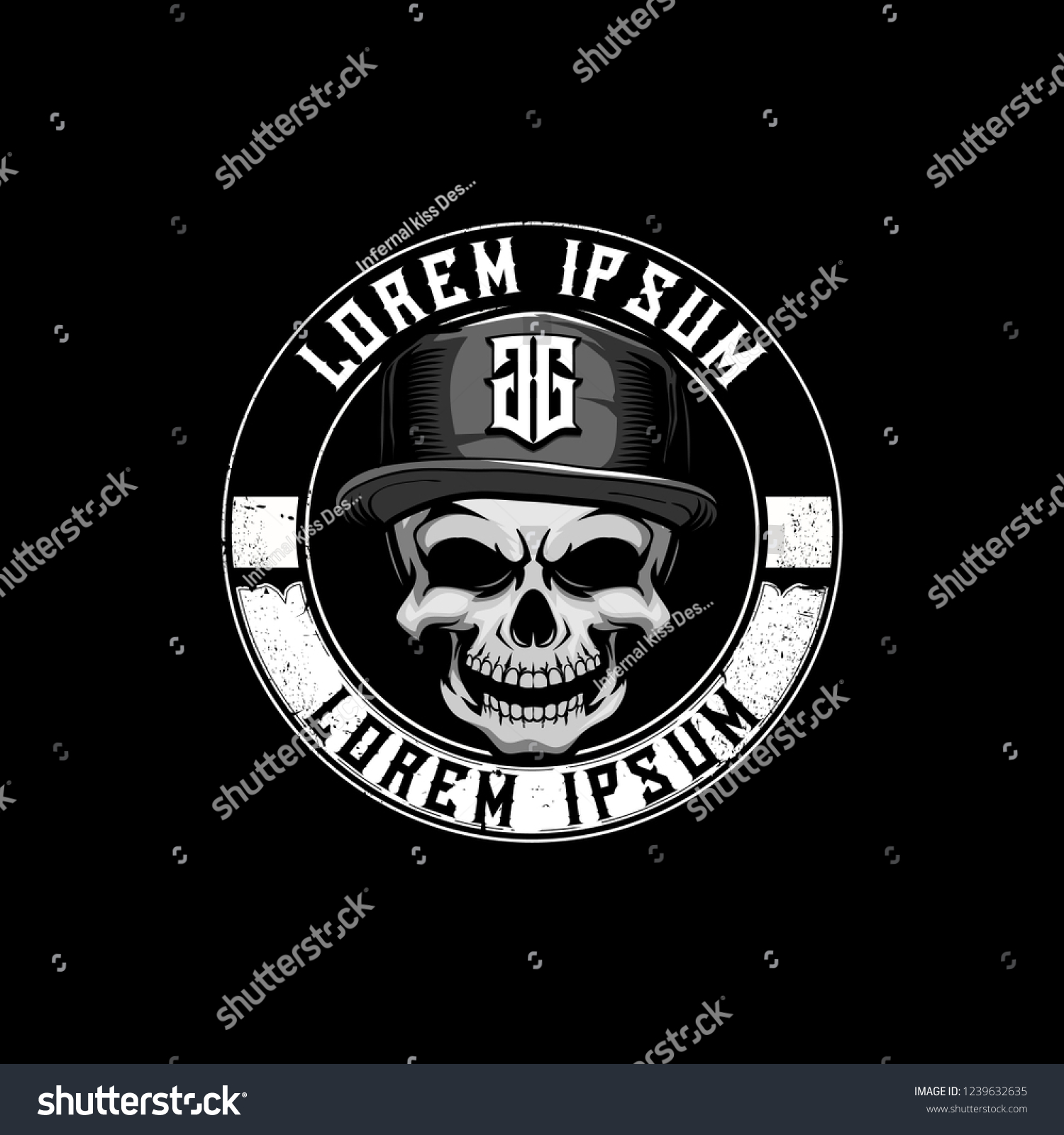 Cool Skull Head Hat Vector Logo Stock Vector (Royalty Free) 1239632635