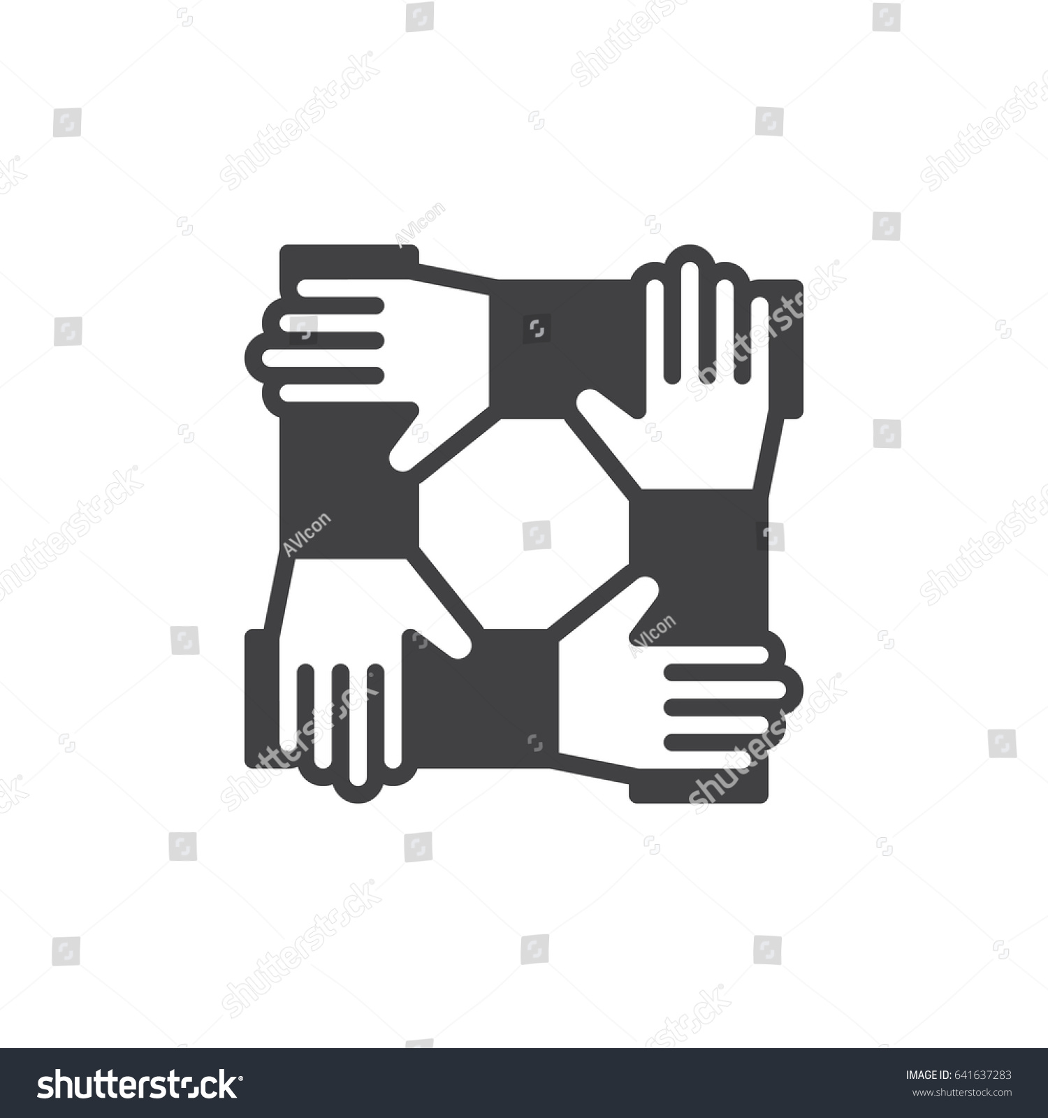Cooperation Hands Teamwork Icon Vector Filled Stock Vector (Royalty ...
