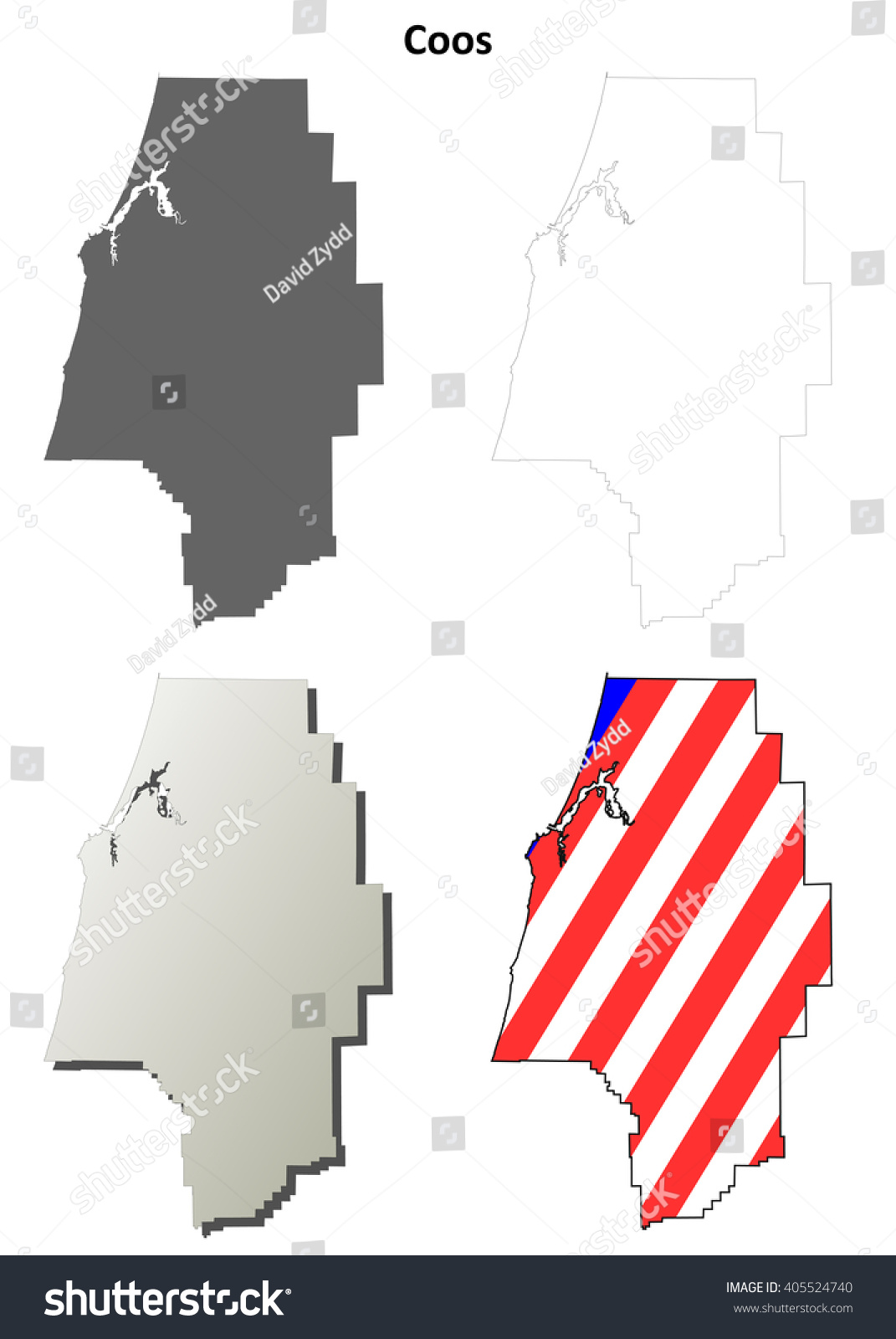 Coos County Oregon Blank Outline Map: เวกเตอร์สต็อก (ปลอดค่าลิขสิทธิ์ ...