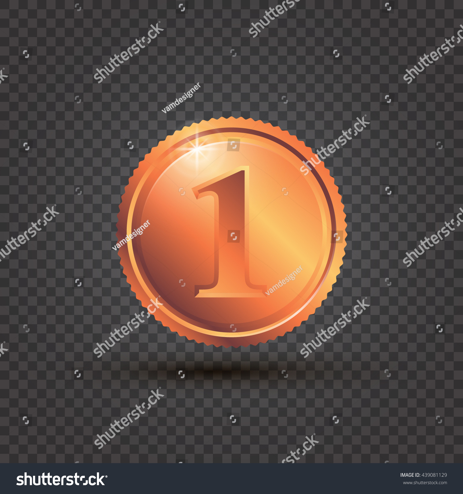 Copper Coin On Transparent Background: vetor stock (livre de direitos ...
