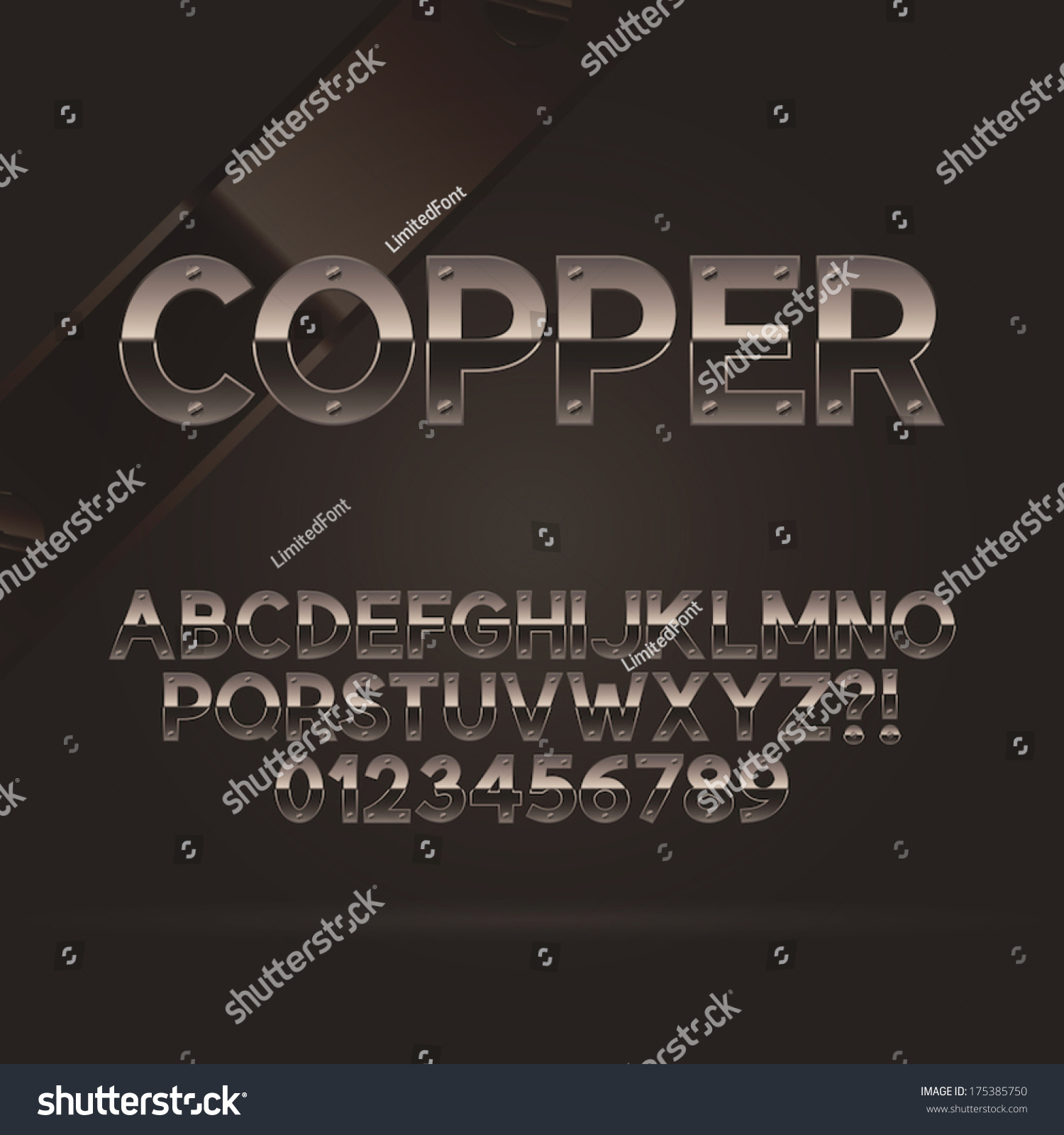 Copper Font Numbers Eps 10 Vector Stock Vector (Royalty Free) 175385750