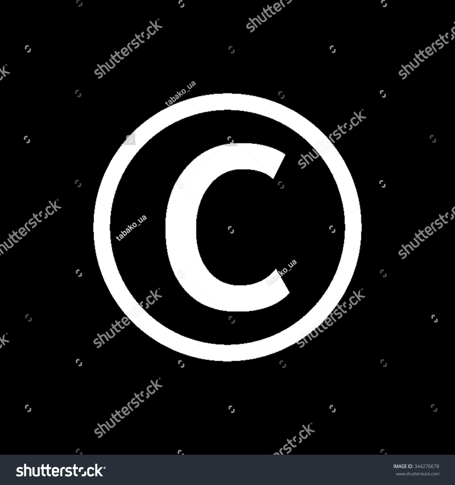 Copyright Symbol White Vector Icon Stock Vector (Royalty Free) 344276678