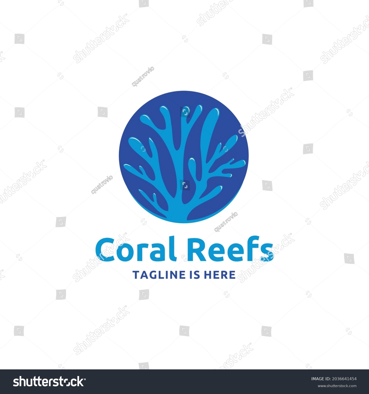 Vektor Stok Coral Reef Logo Design Icon Vector (Tanpa Royalti ...