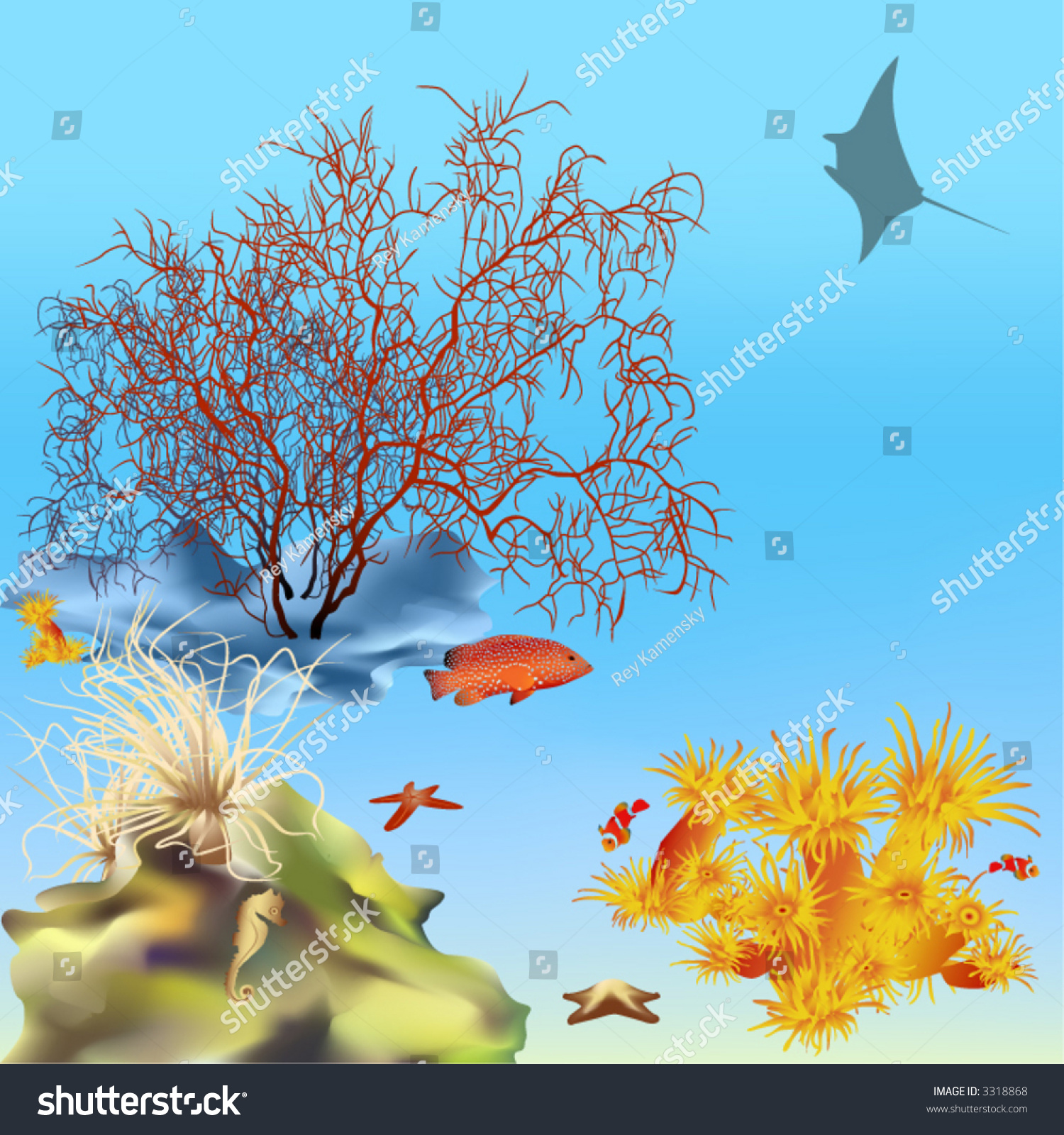 Coral Reef Fish Vector Mesh Stock Vector (Royalty Free) 3318868