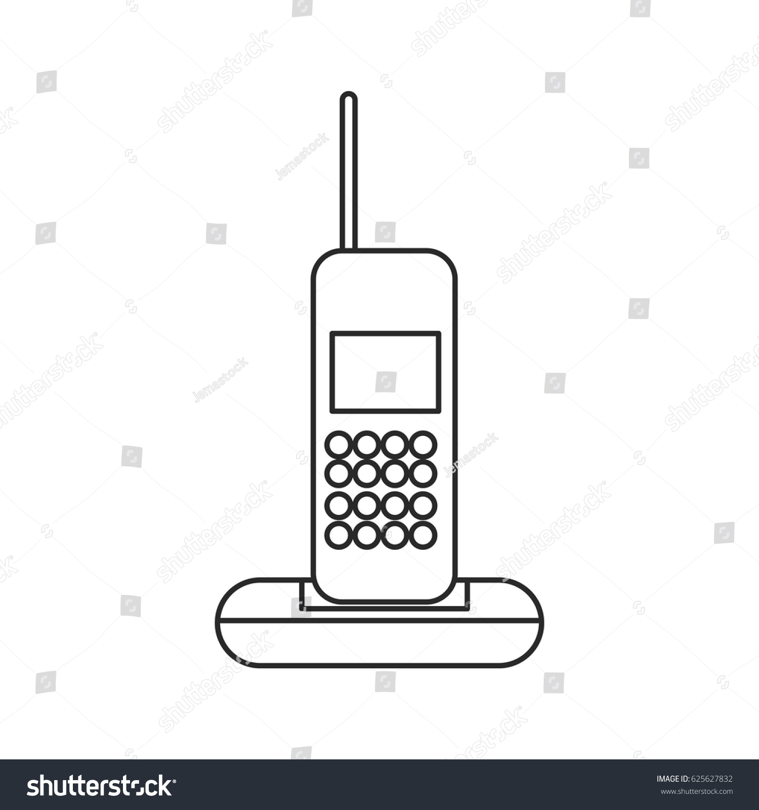 Cordless Phone Technology Call Outline Stock Vector (Royalty Free ...