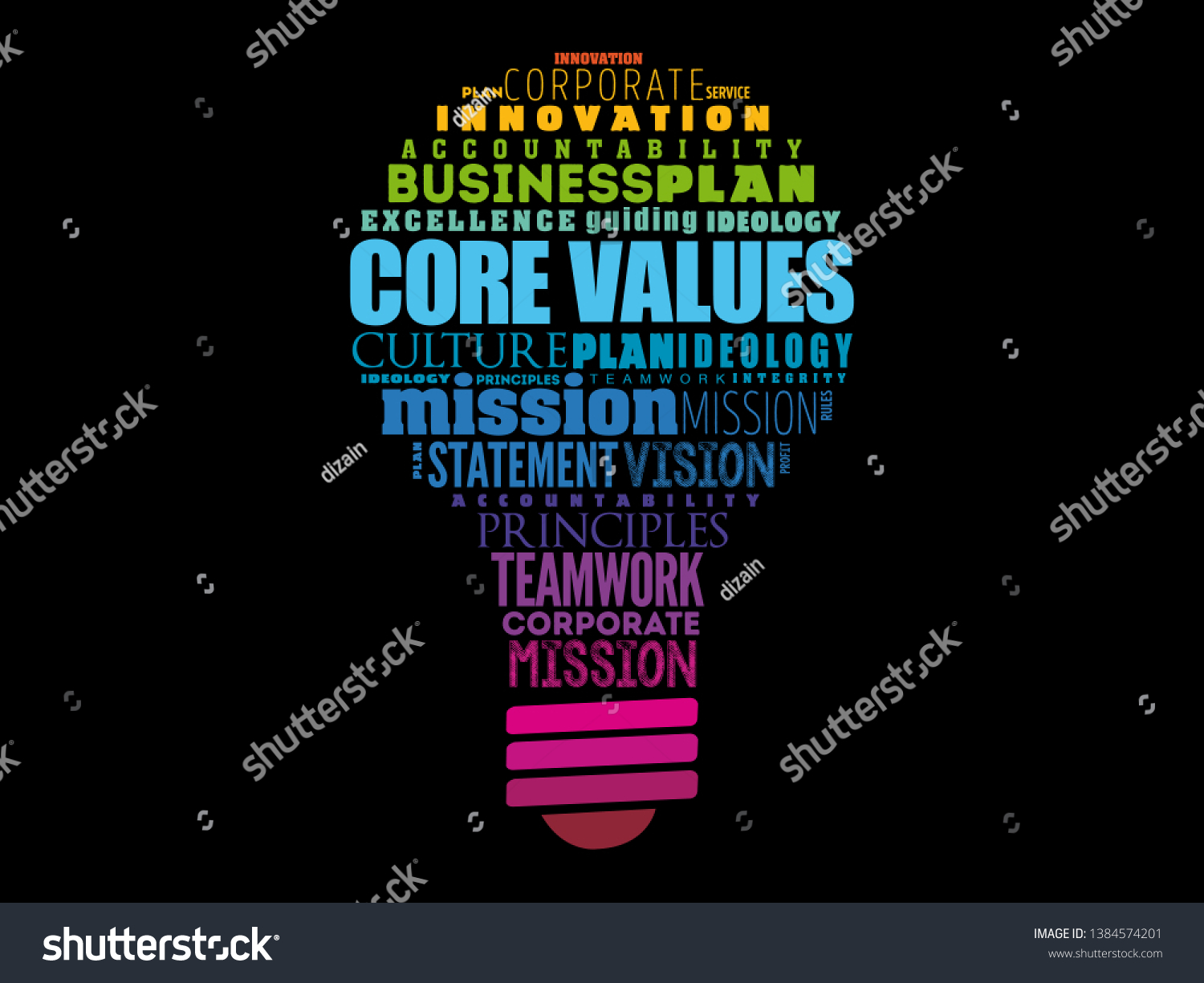Core Values Light Bulb Word Cloud: เวกเตอร์สต็อก (ปลอดค่าลิขสิทธิ์ ...