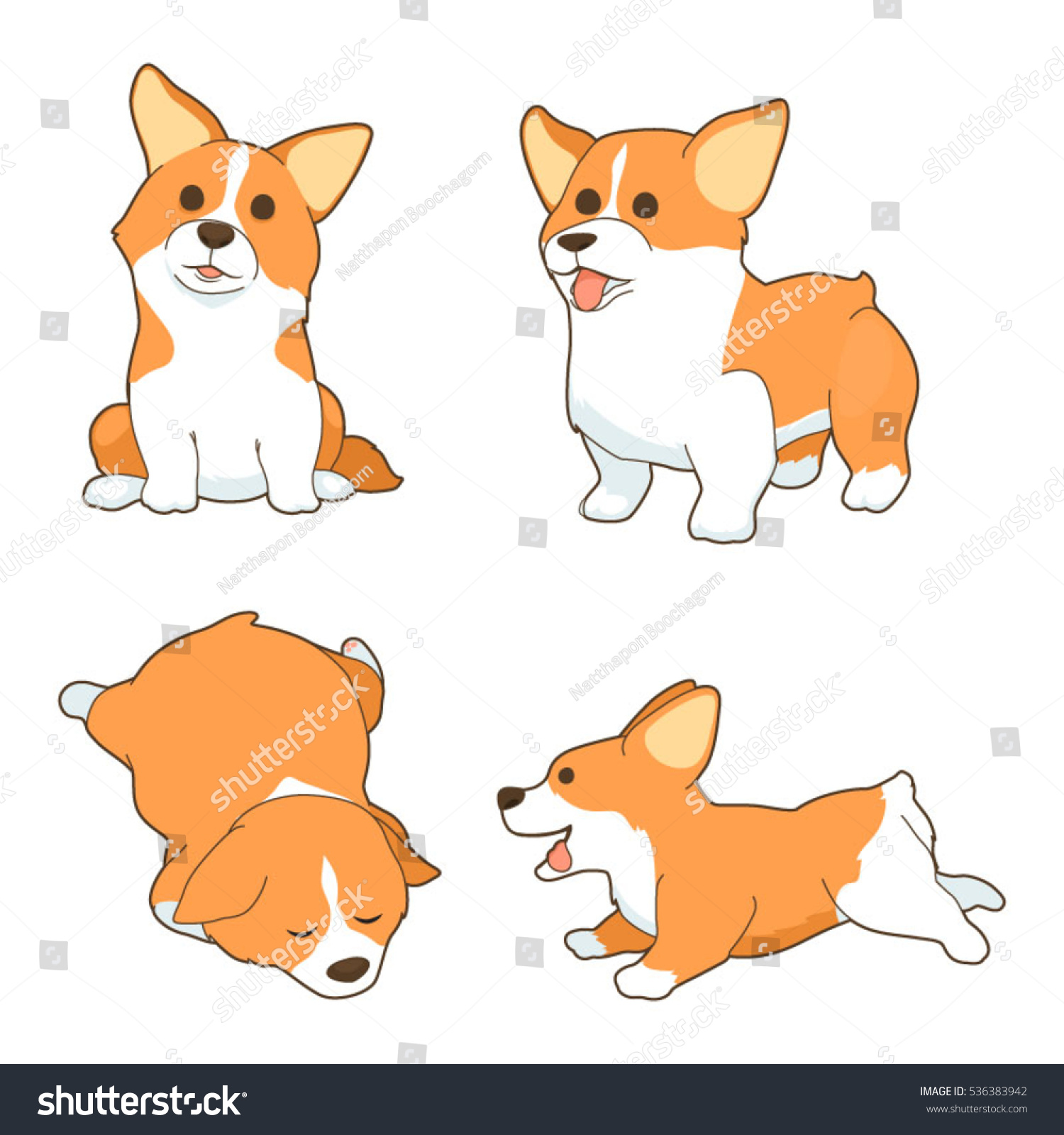 Corgi Cartoons Set 2 Stock Vector (Royalty Free) 536383942 | Shutterstock