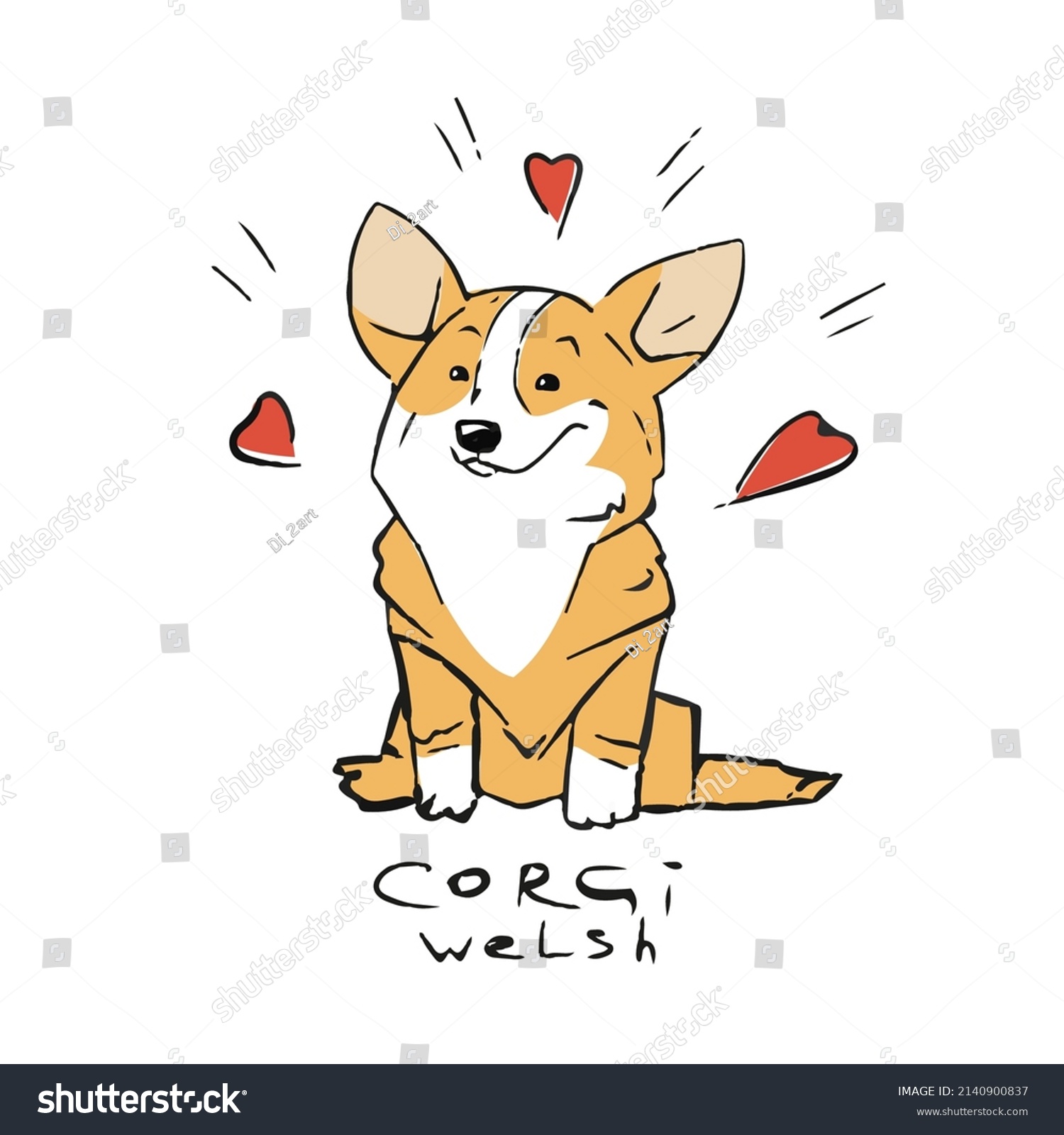 Corgi Doodle Illustration On White Background Stock Vector (Royalty ...