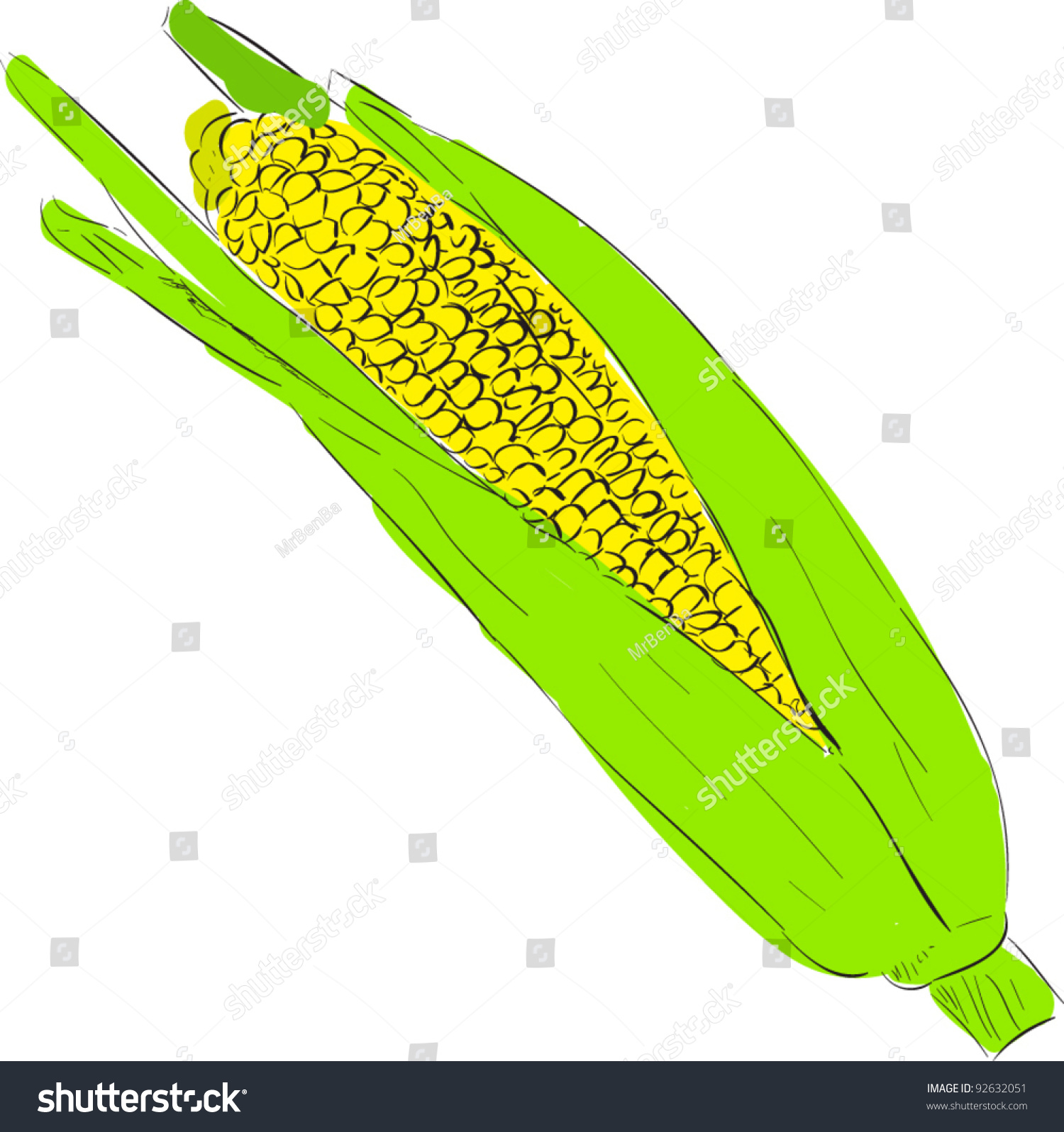 Corn Cartoon Sketch Vector Illustration Stock Vector (Royalty Free ...