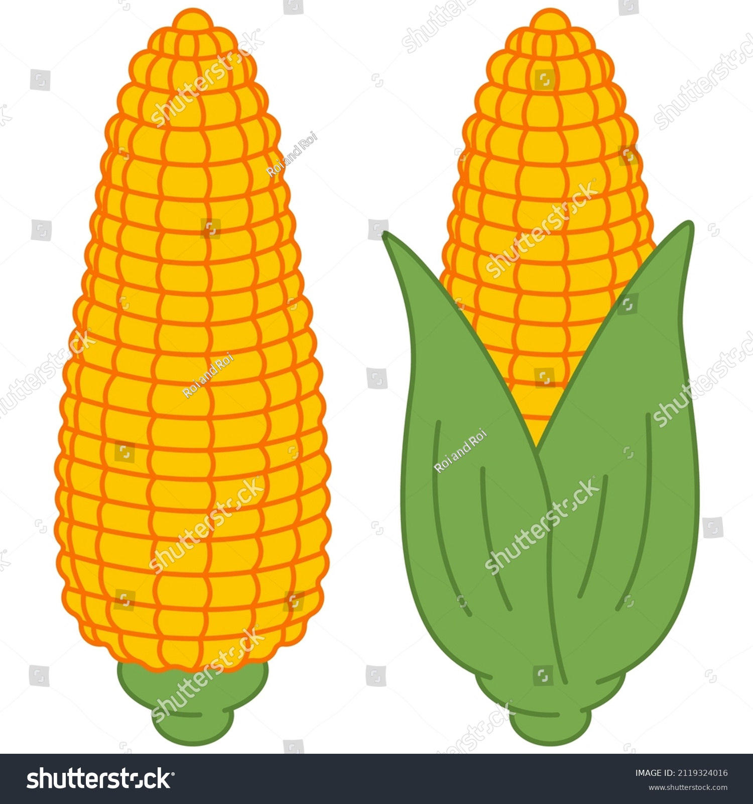 Corn Cobs Vector Cartoon Illustration Isolated Stock Vector (Royalty ...