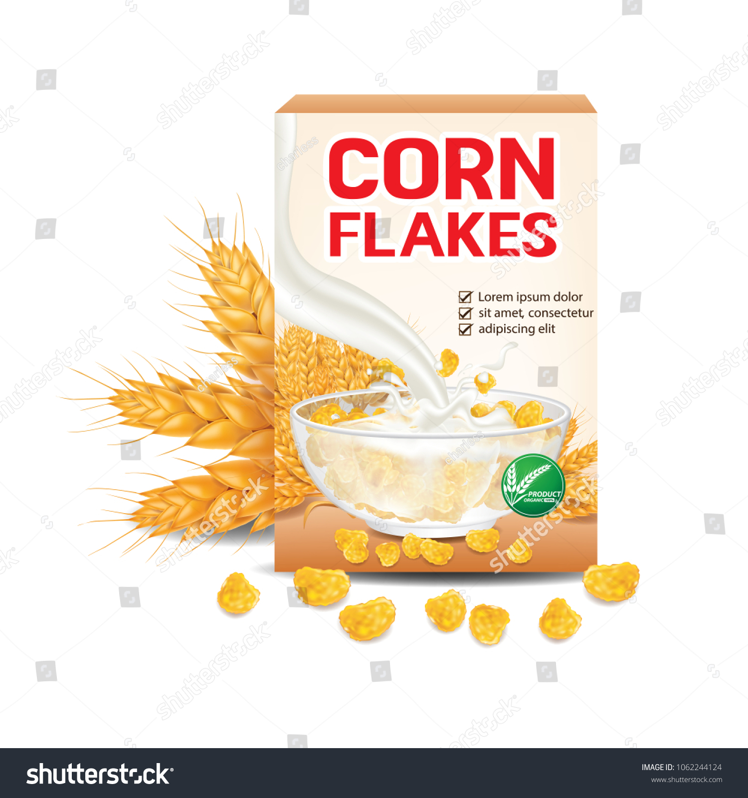 Corn Flakes Cereal Product Vector Illustration Stock Vector (Royalty ...