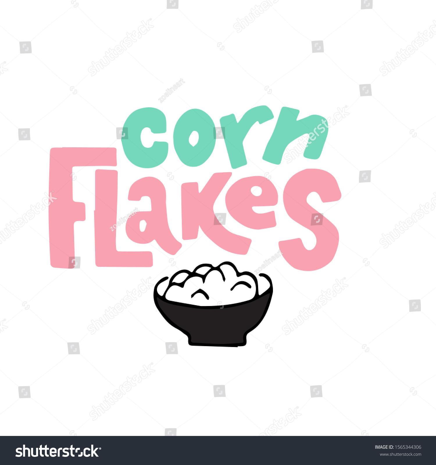 Corn Flakes Vector Lettering Illustration Stock Vector (Royalty Free ...