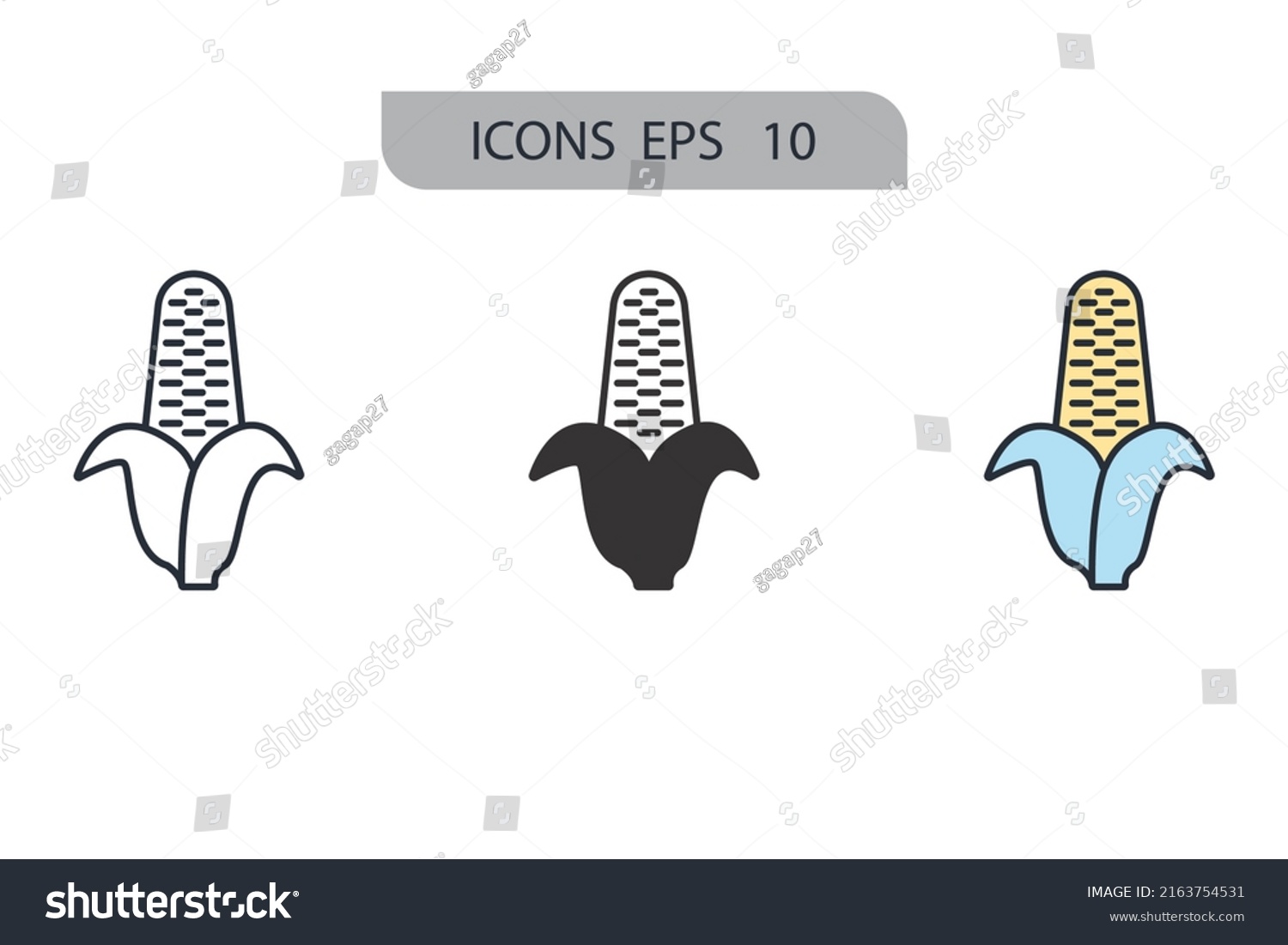 Corn Icons Symbol Vector Elements Infographic Stock Vector (Royalty ...