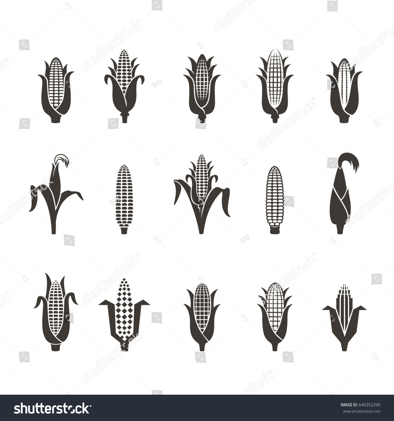 Corn Icons Vector Illustration Isolated On Stock Vector (Royalty Free ...