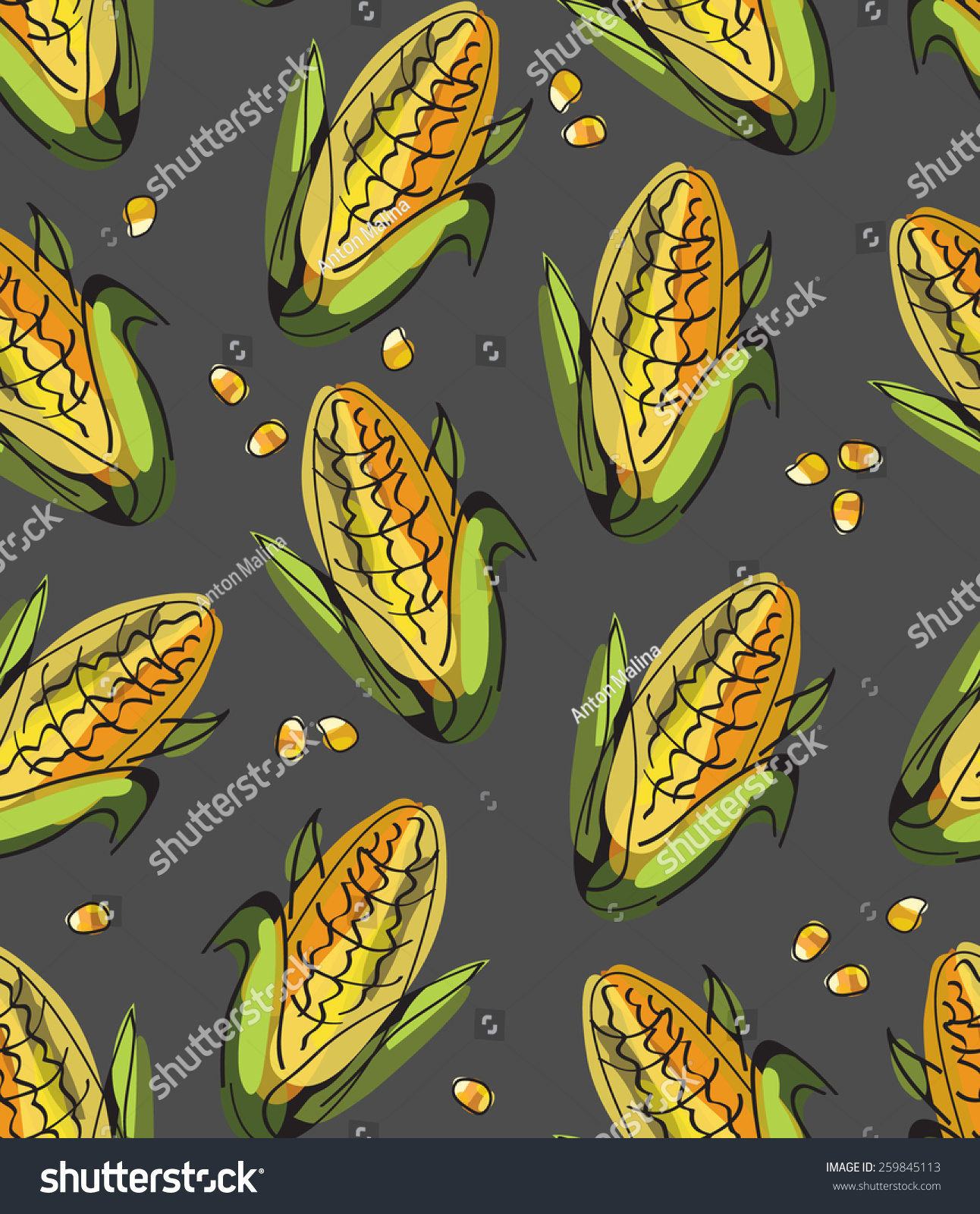 Corn Seamless Pattern Organic Food Background Stock Vector (Royalty ...