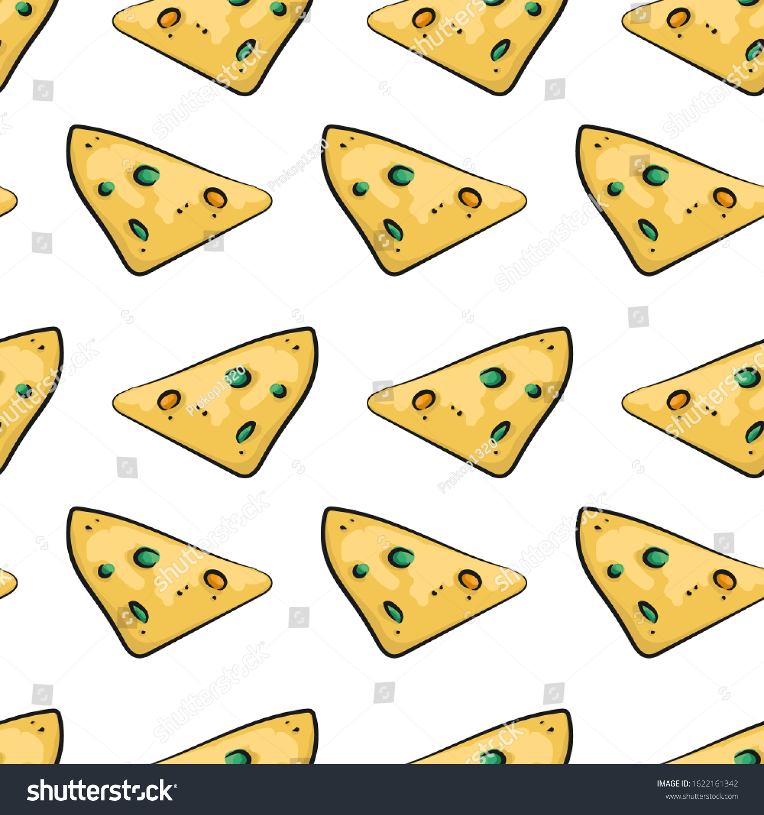 Corn Tortilla Chips Vector Seamless Pattern Stock Vector (Royalty Free ...