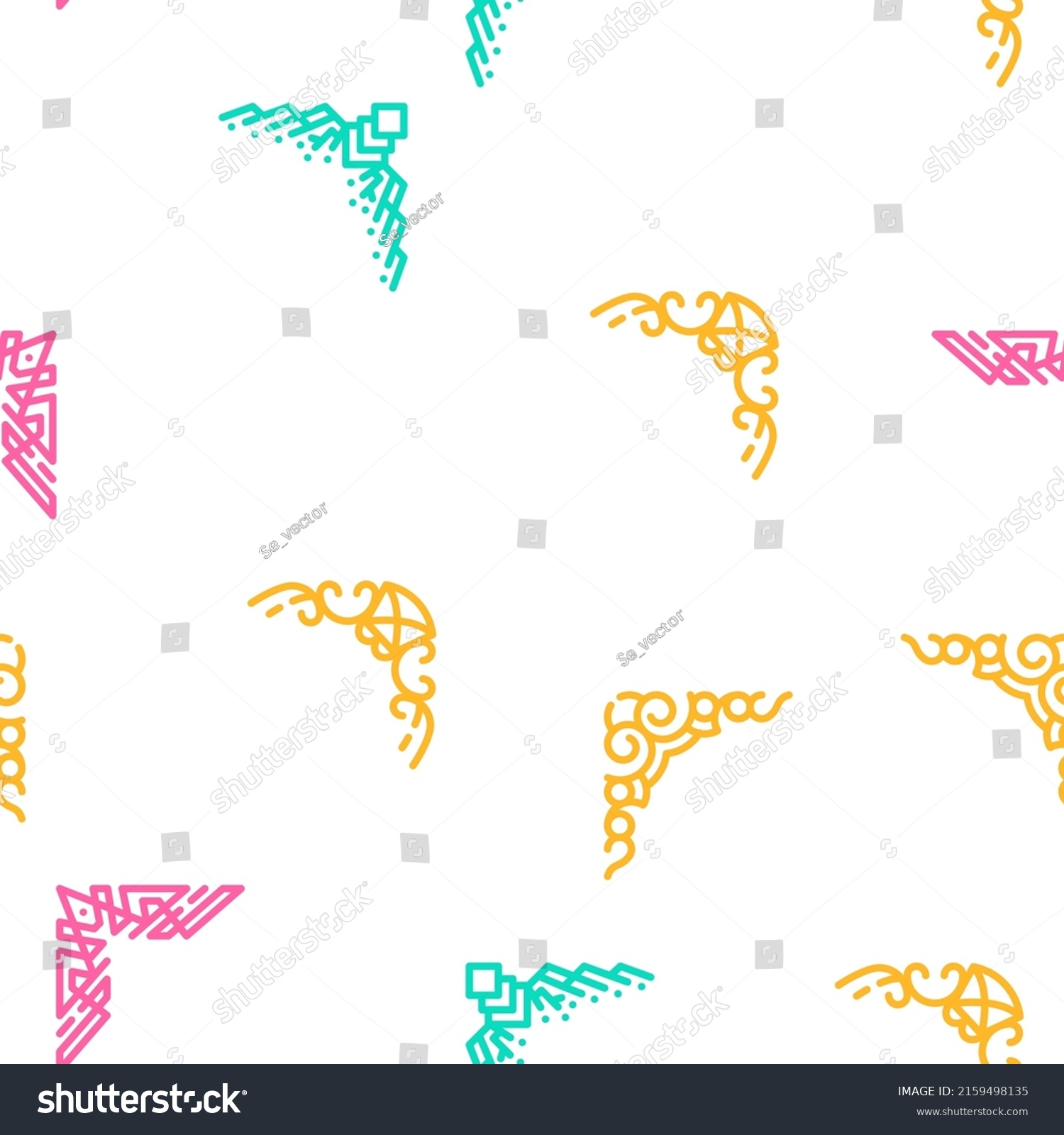Corner Decoration Vector Seamless Pattern Color Stock Vector (Royalty ...
