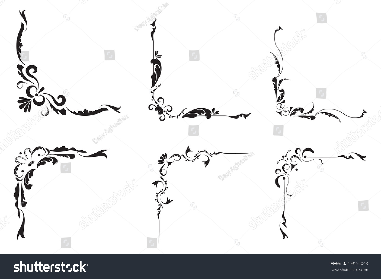Corner Decorative Ornamentsdesign Element Vector Illustration Stock ...